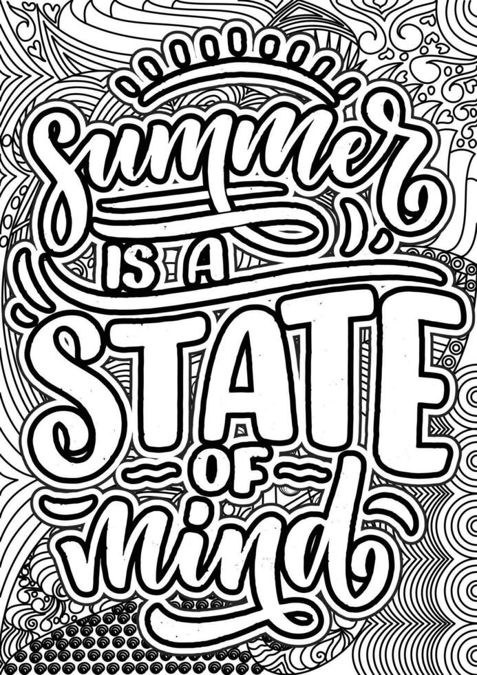 Summer is a state of Mind, motivational quotes coloring pages design ...