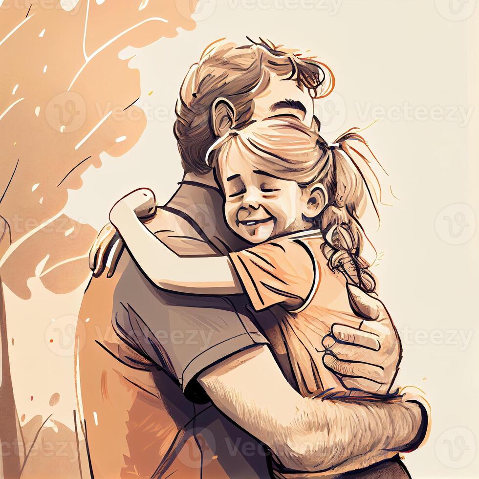 A father hugging his daughter. 23806942 Stock Photo at Vecteezy