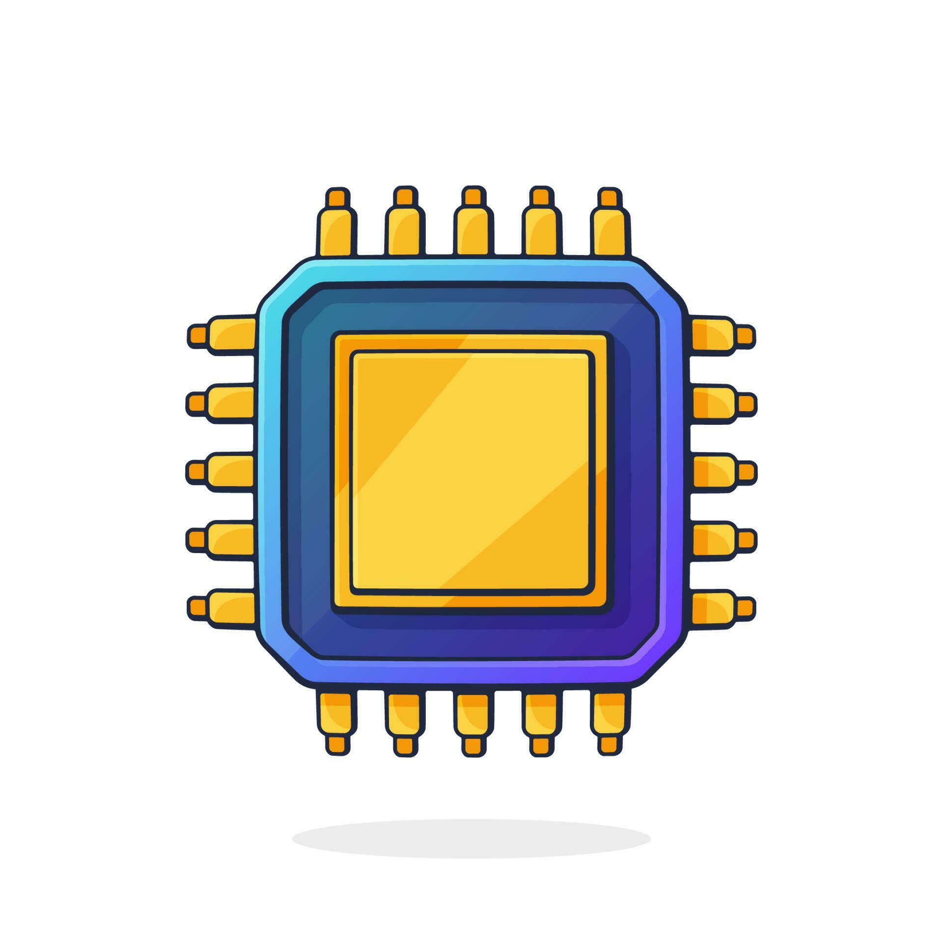 Vector Illustration Electronic Integrated Circuit Top View Computer Microchip Or Nano