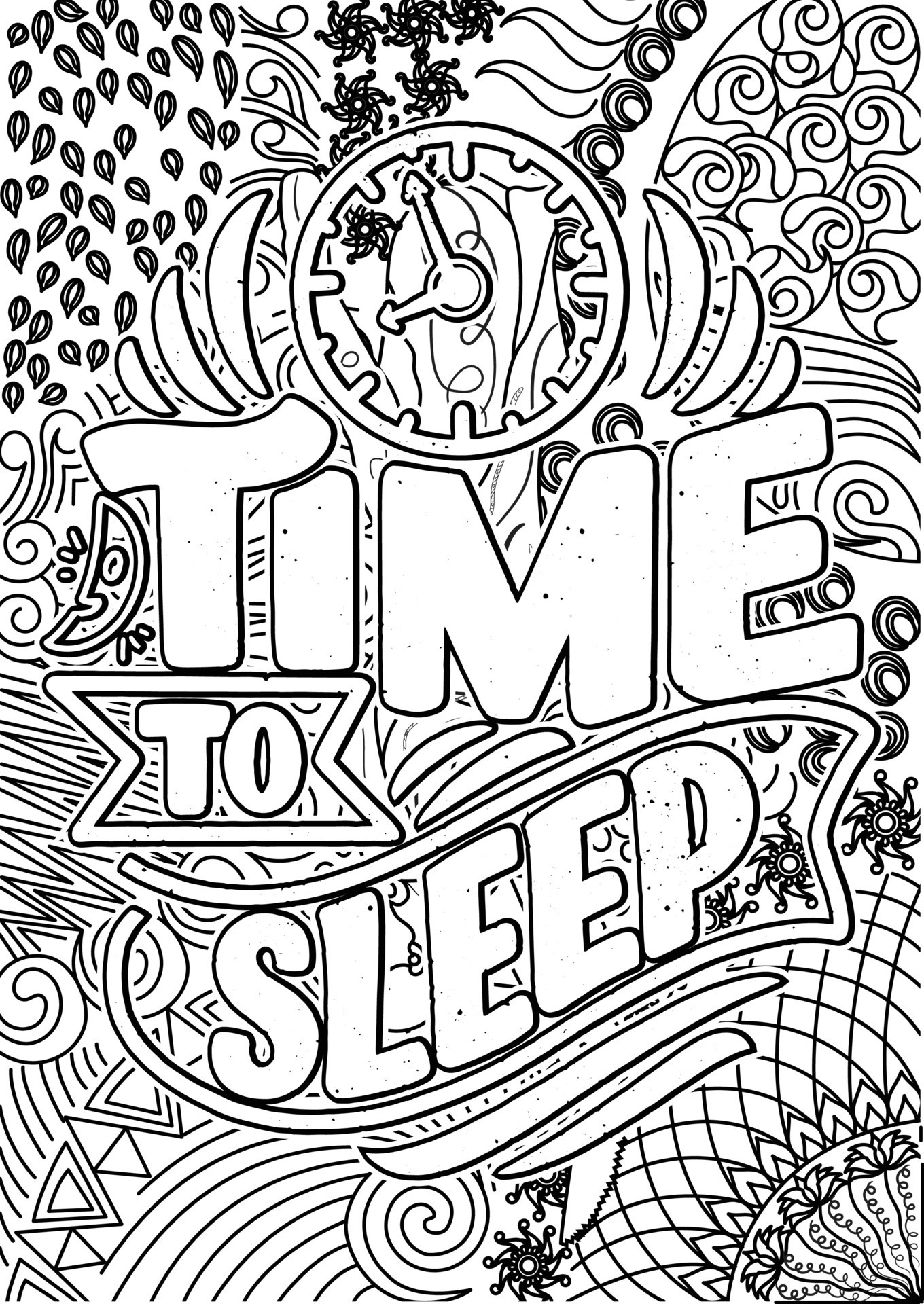 Time to Sleep. motivational quotes coloring pages design. Sleeping ... Time to Sleep. motivational quotes coloring pages design. Sleeping ...