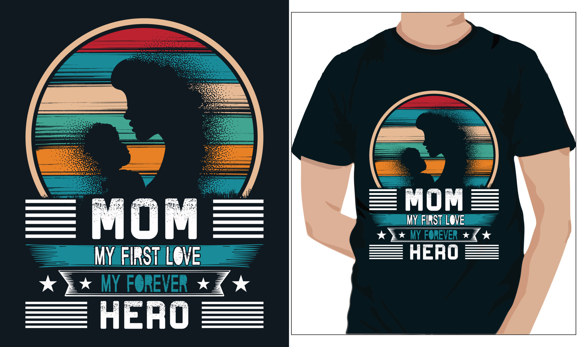 MOM MY FIRST LOVE MY FOREVER HERO. FATHER DAY t-shirt design 23810204 Vector Art at Vecteezy