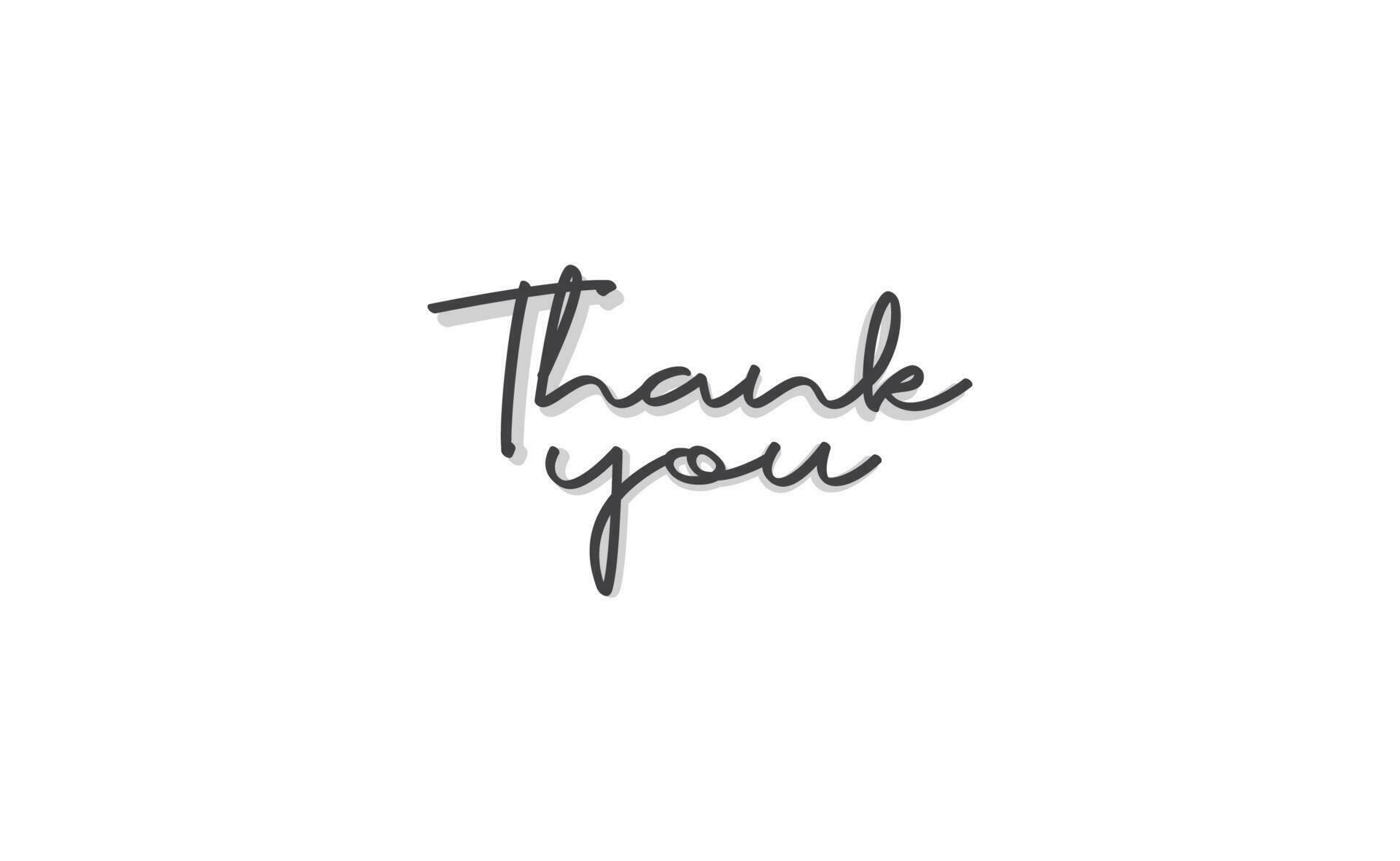 Thank you lettering text with drop shadow. Hand drawn style thanking ...