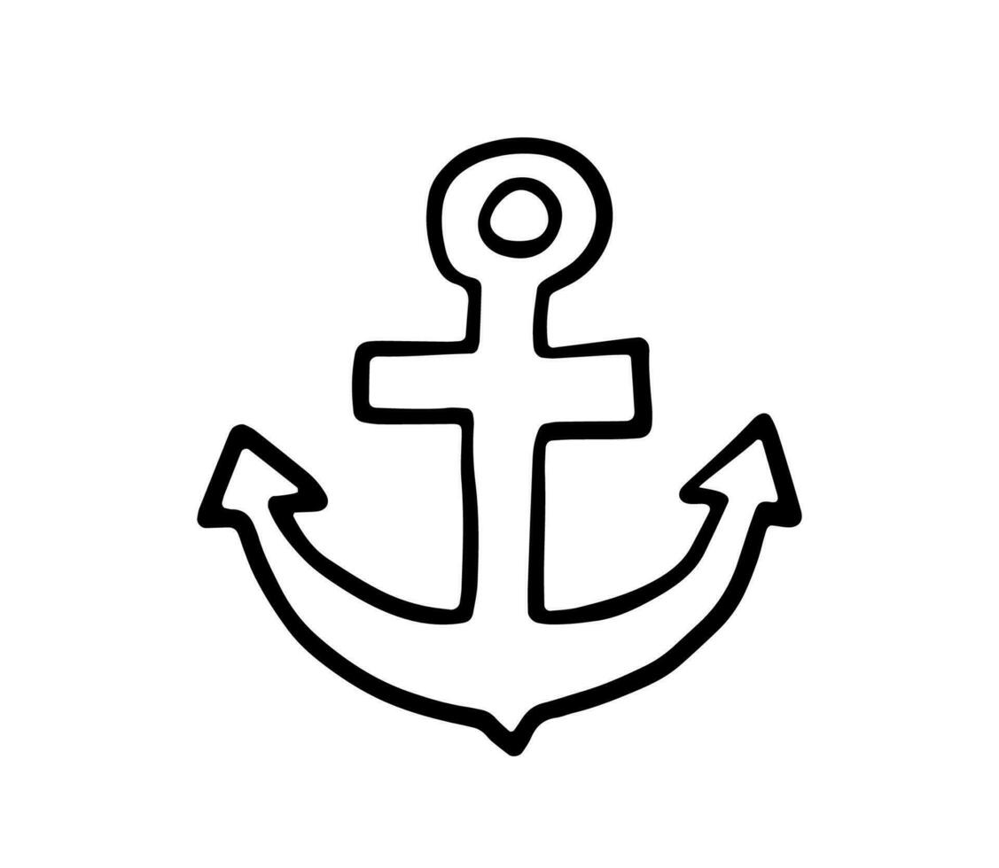 Black and white anchor. Anchor doodle sketch isolated on white ... Black and white anchor. Anchor doodle sketch isolated on white ...