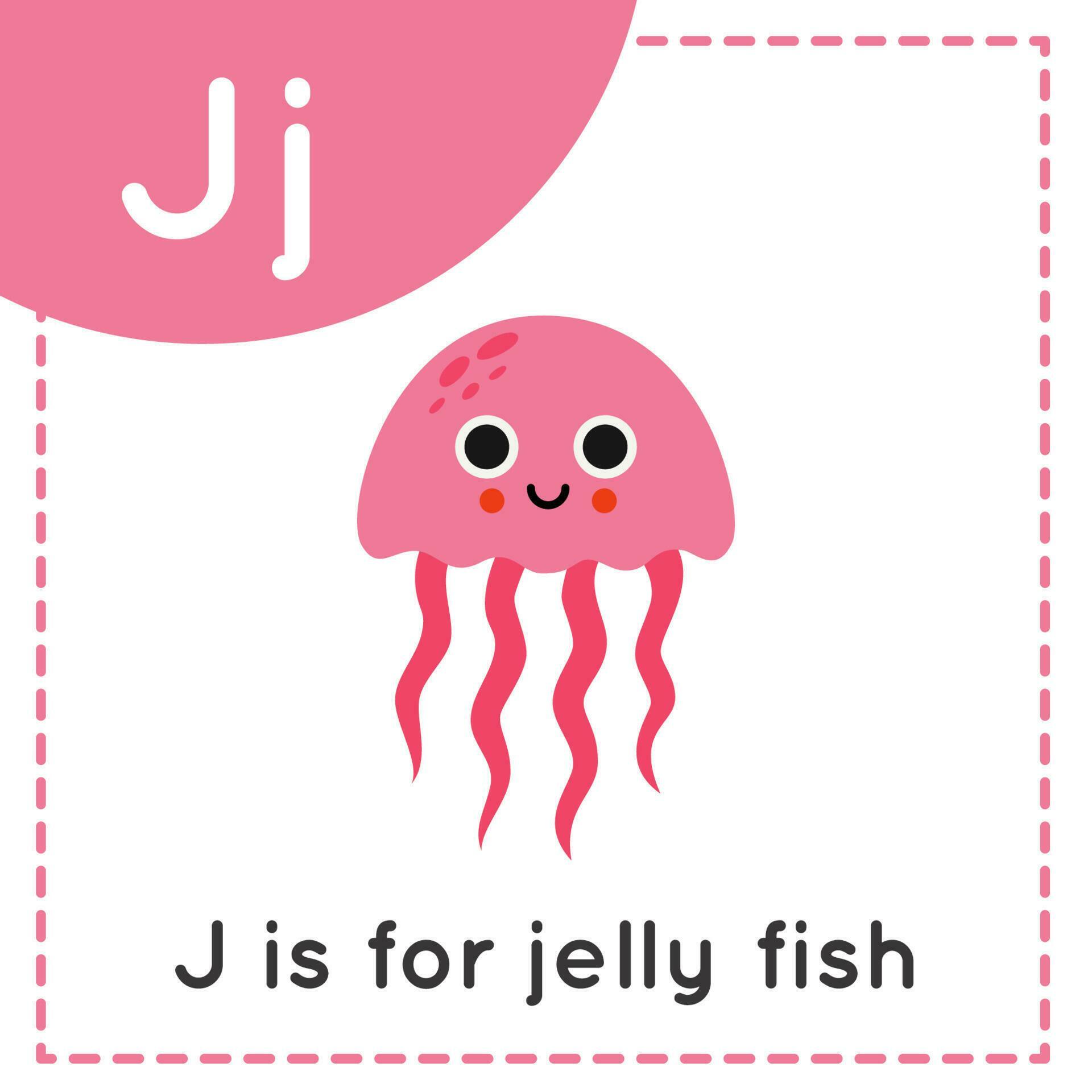 Learning English alphabet for kids. Letter J. Cute cartoon jelly fish. 23811696 Vector Art at ...