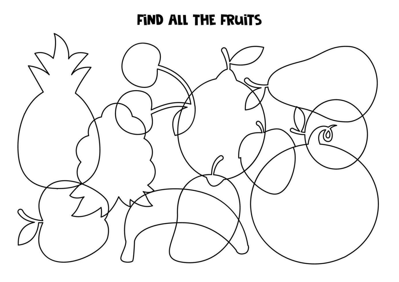 Find all the imposed fruits. Find all silhouettes. Logical puzzle for ... Find all the imposed fruits. Find all silhouettes. Logical puzzle for ...