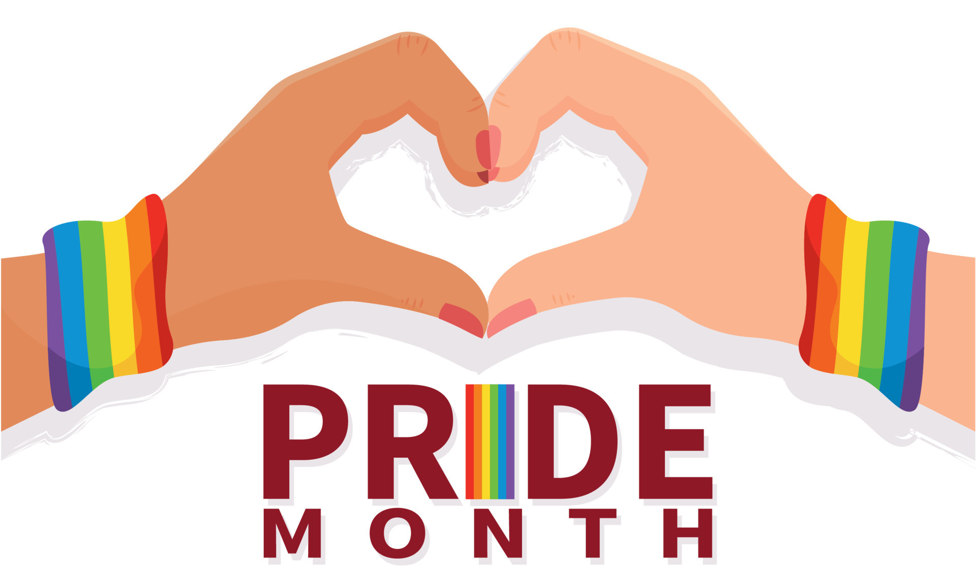 Pair Of Hands Doing A Heart Shape Pride Month Vector Illustration