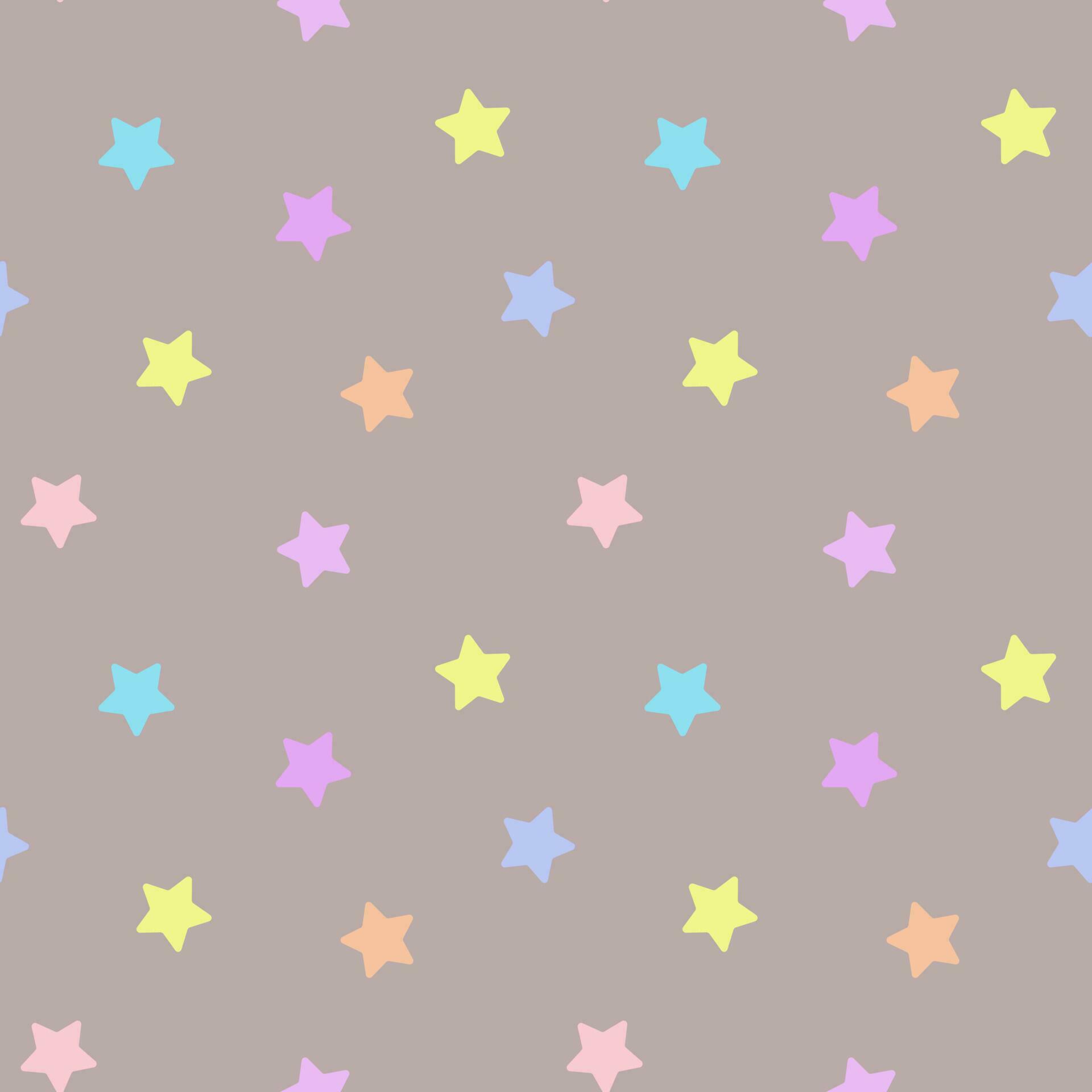 Seamless pattern, multi-colored stars on a gray background. Festive print, background, kids ...