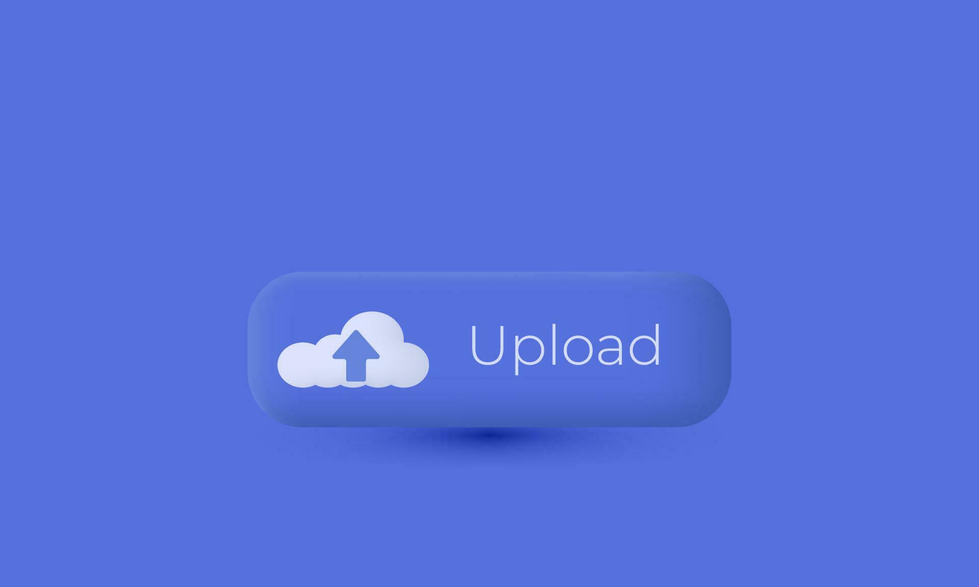 3d Realistic Cartoon Upload Button Icon Trendy Modern Style Object Symbols Isolated On