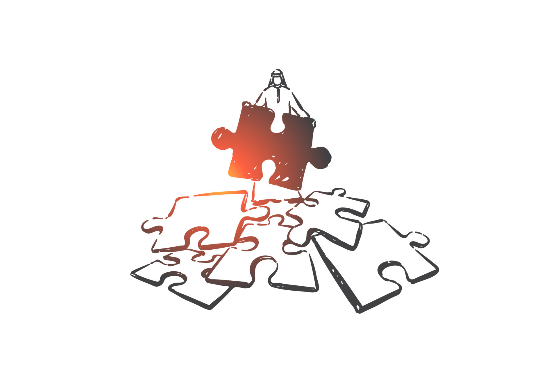 Problem solving, challenge concept sketch. Hand drawn isolated vector ...