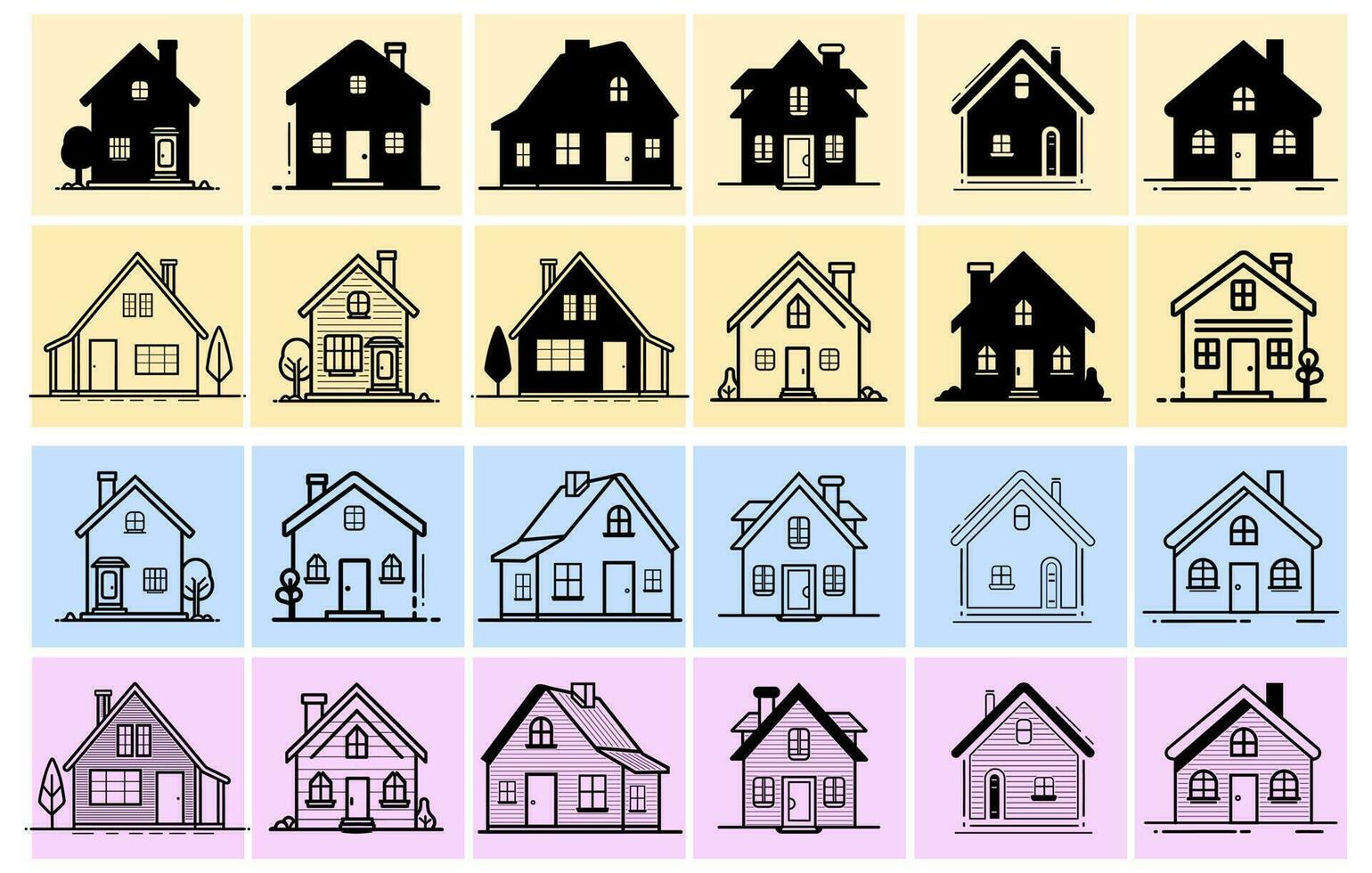 Big set of House vector, House silhouette set, home graphic bundle ...