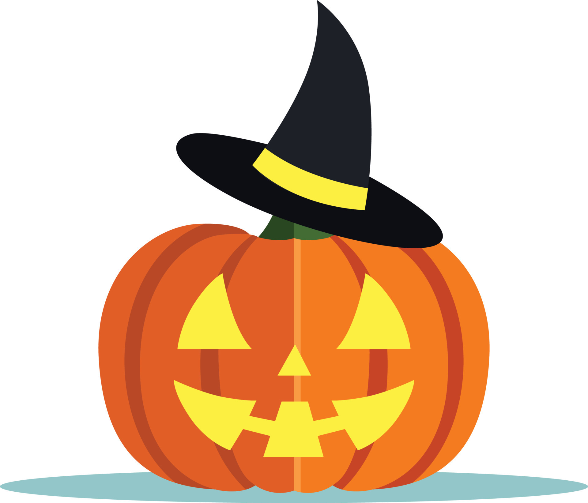 Halloween pumpkin with black witch hat 23822619 Vector Art at Vecteezy