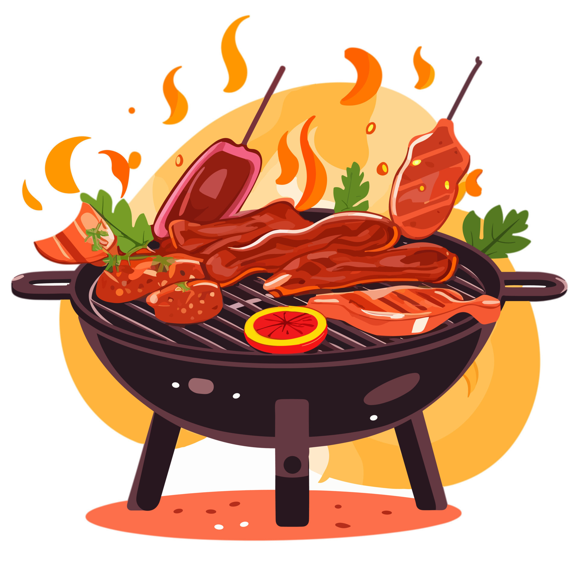 Delicious Barbecue flat style white background 23823377 Vector Art at Vecteezy