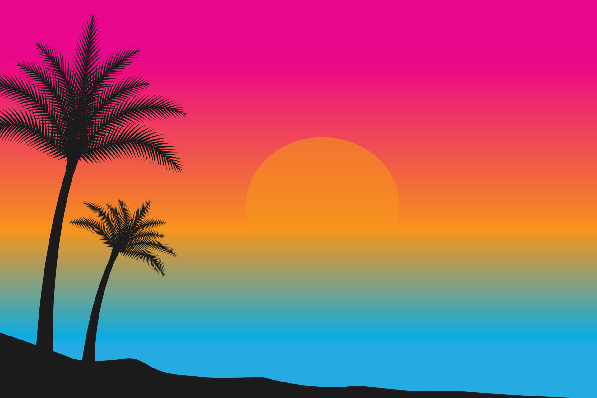 Summer Sunset Beach Vector Background Sunset Scene Landscape