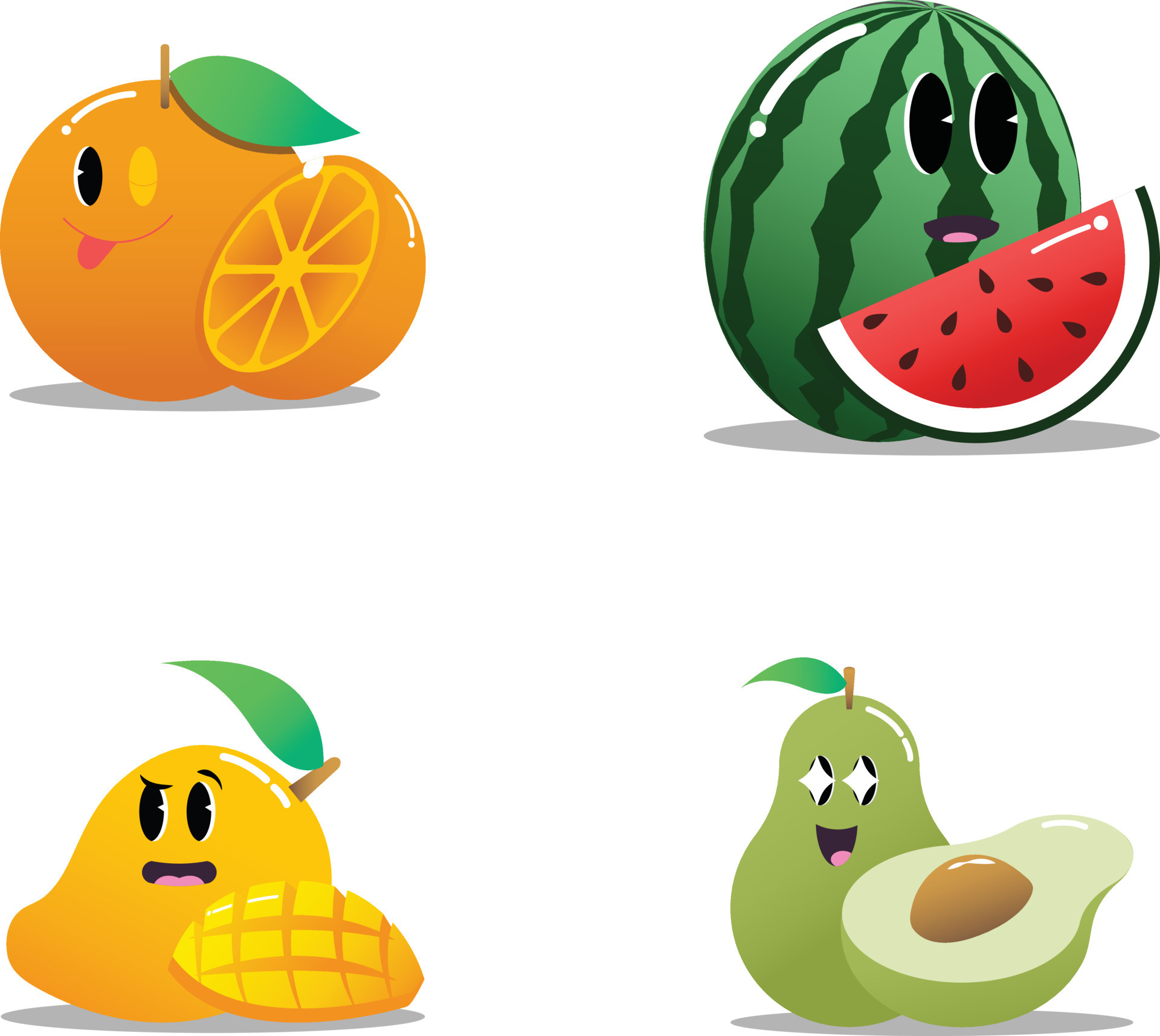 Cute fruits character 23826909 Vector Art at Vecteezy