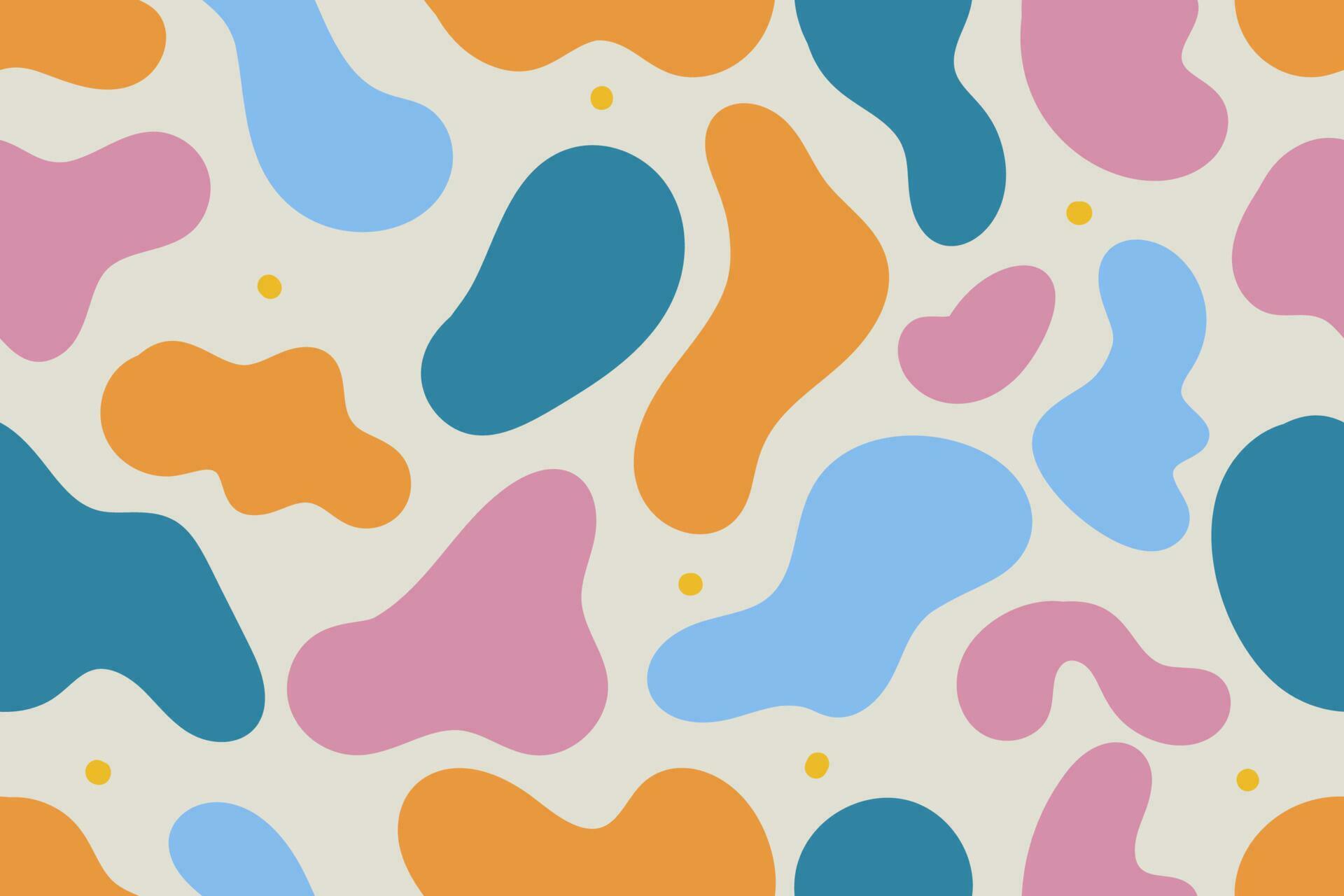 Abstract Seamless Pattern With Abstract Blob Shapes In Pastel Colors Vector Illustration