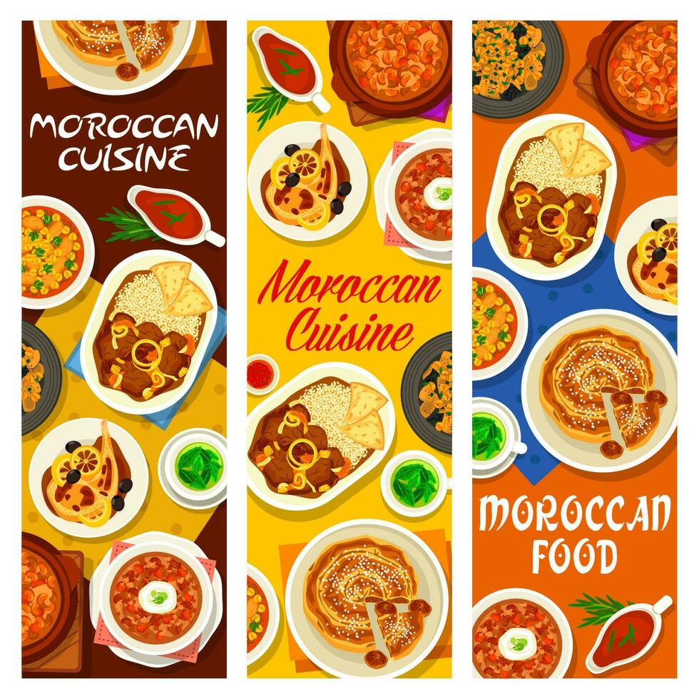 Moroccan cuisine cafe food meals vector banners 23832518 Vector Art at ...