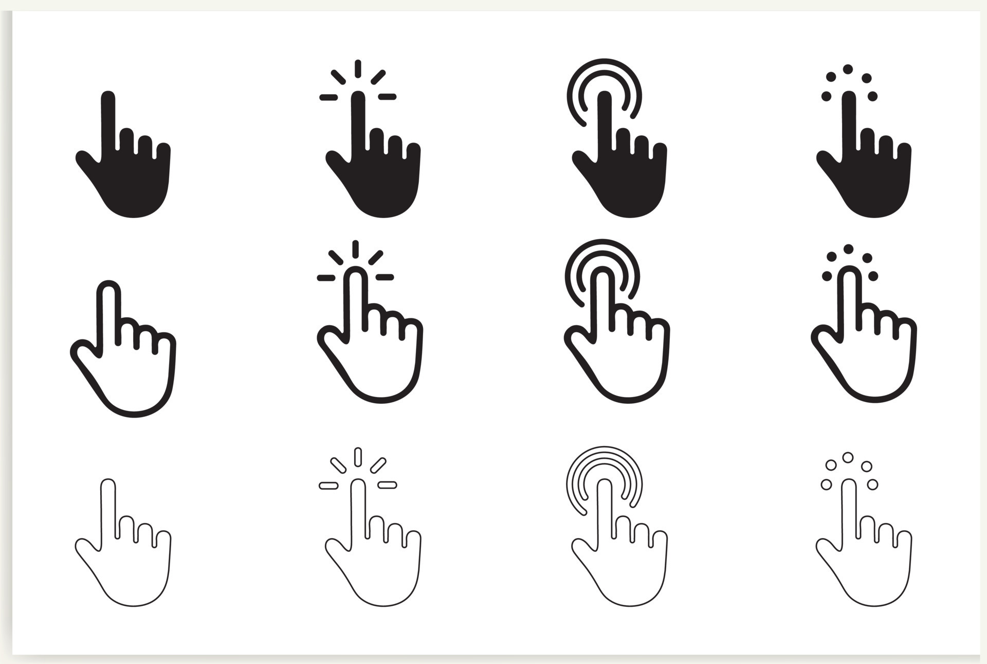 Set Of Hand Cursor Icons Click And Cursor Icons Click Isolated On 0224