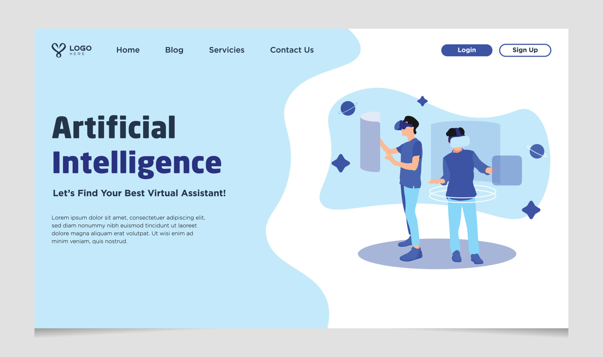 Artificial intelligence Virtual Assistant Landing Page Template ...