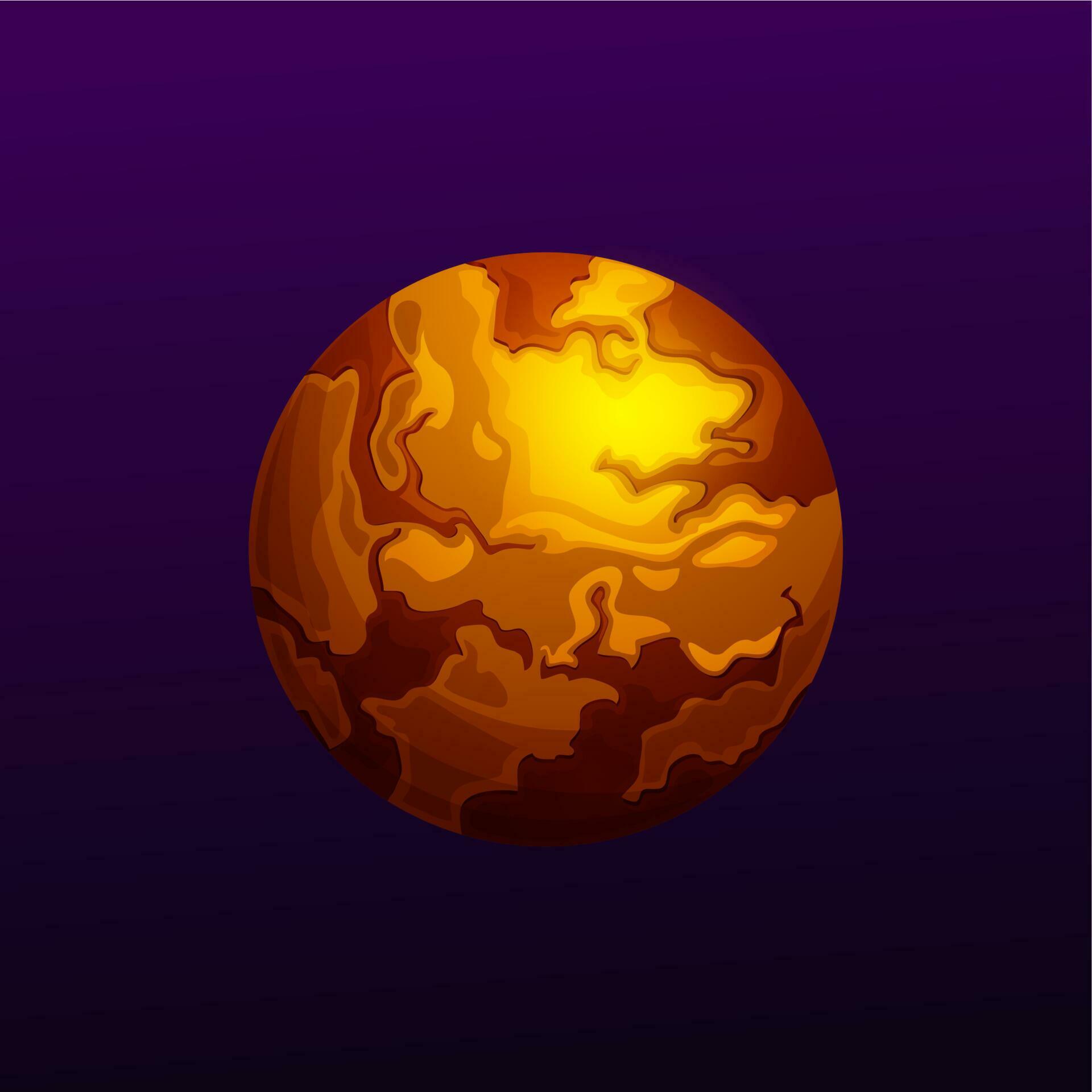 Burning cute fantasy planet in fire, lava or magma 23837567 Vector Art at Vecteezy