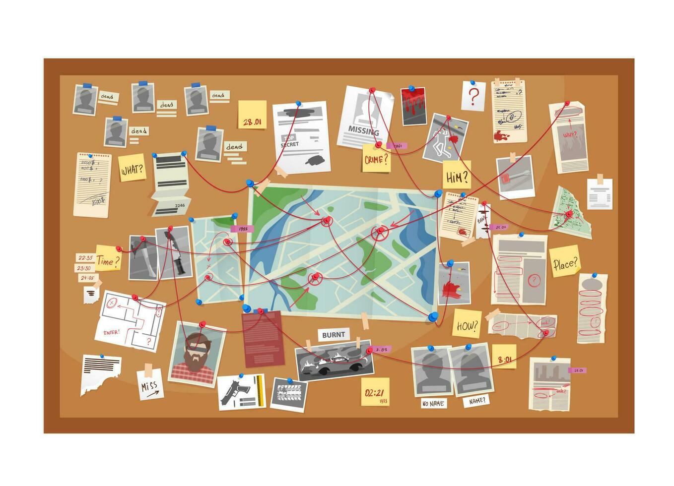 Crime Board Of Police Detective Investigation 23837800 Vector Art At