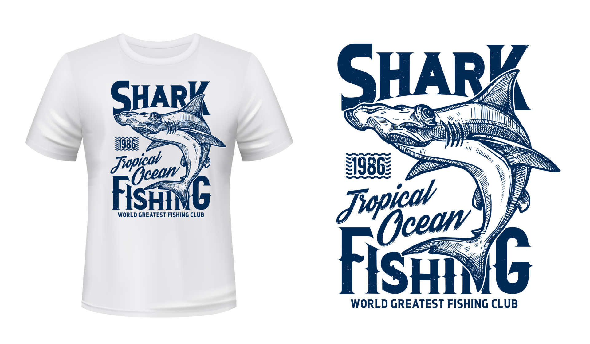 T-shirt print with hammer head shark vector mascot 23838558 Vector Art ...