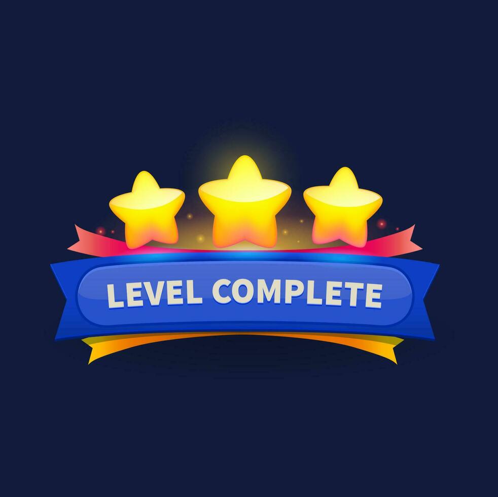Game level complete badge or icon with gold stars 23839613 Vector Art ... Game level complete badge or icon with gold stars 23839613 Vector Art ...