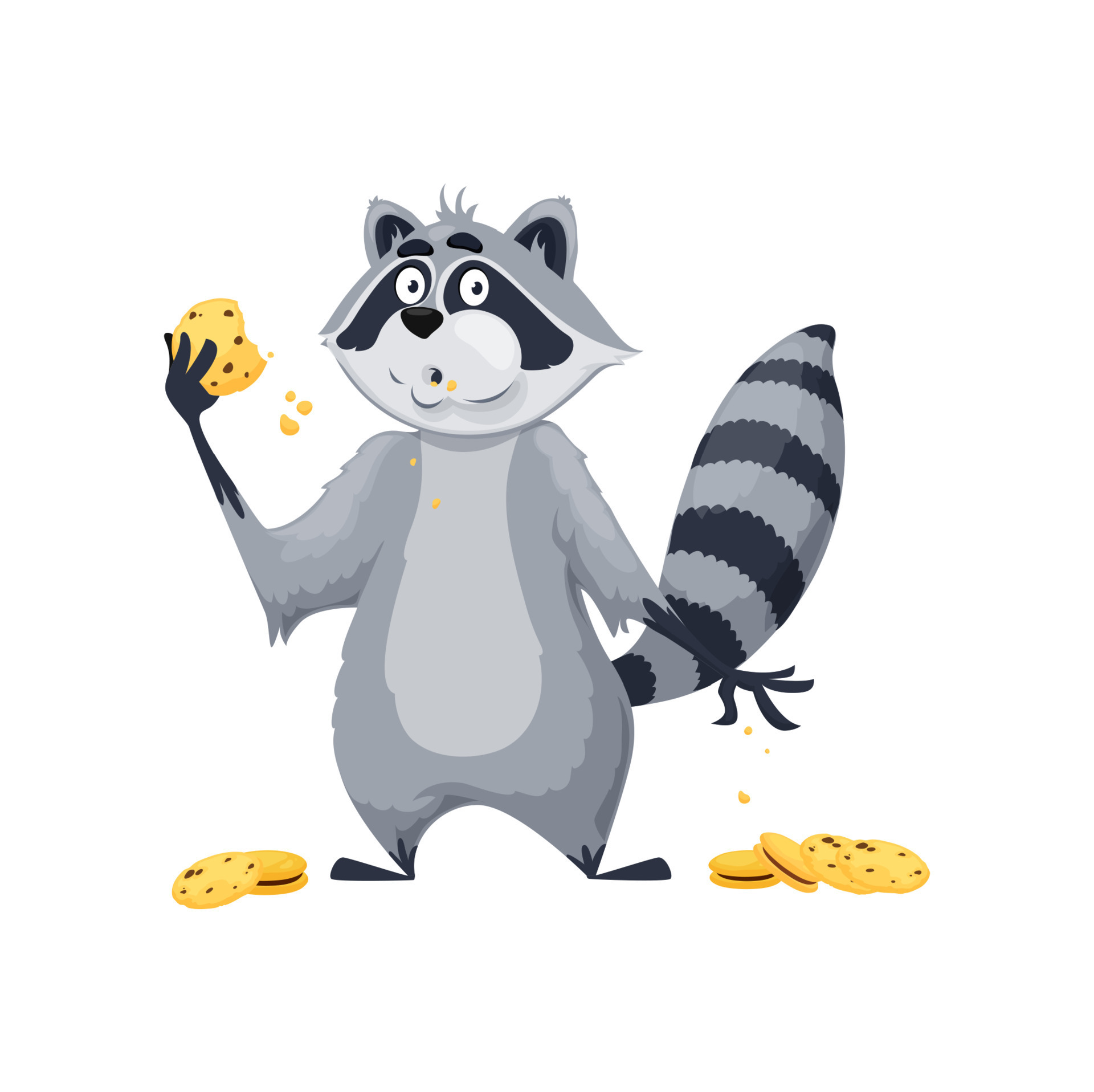 Cartoon raccoon funny character eating cookies 23840652 Vector Art at ...