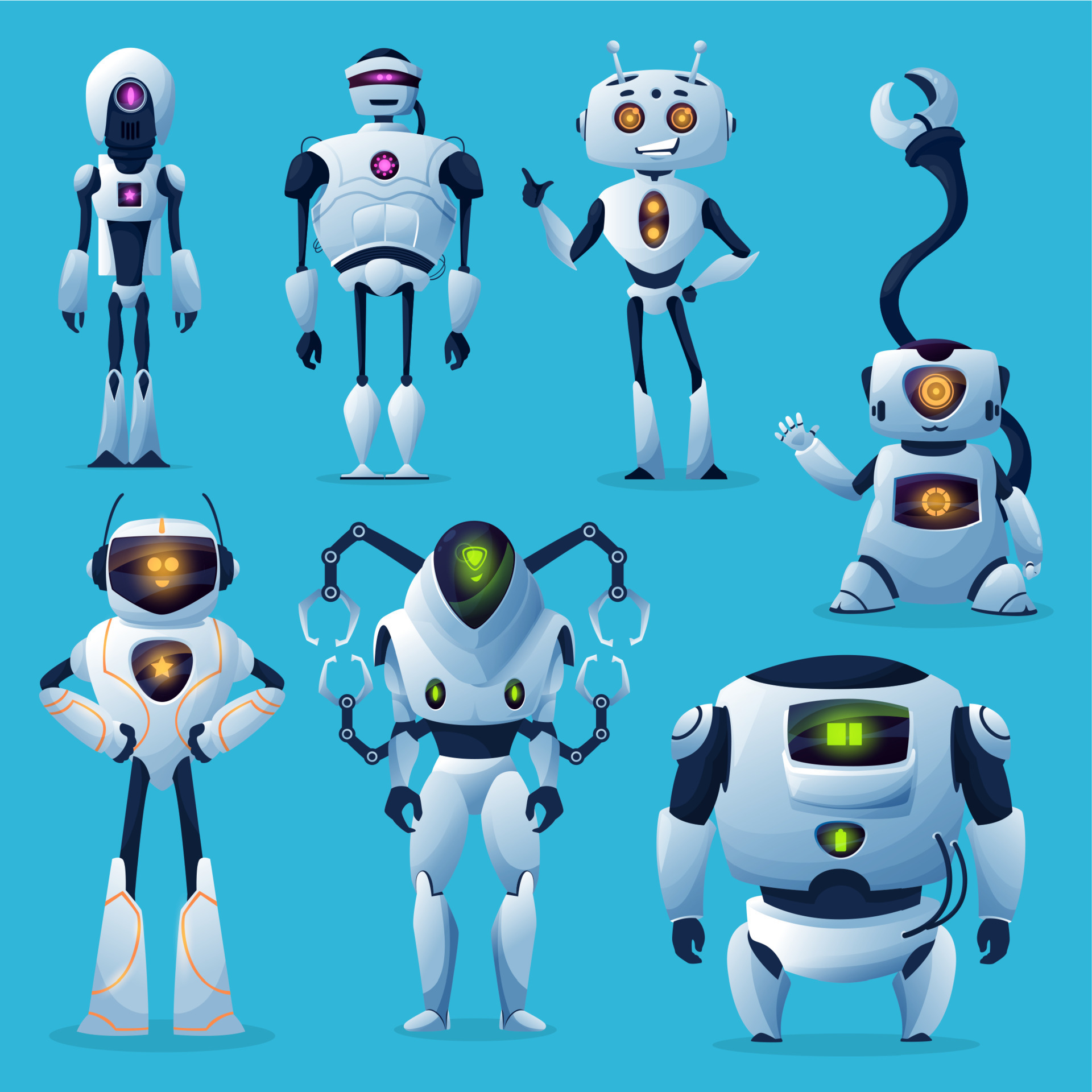 Robots, bots, artificial intelligence characters 23842568 Vector Art at Vecteezy