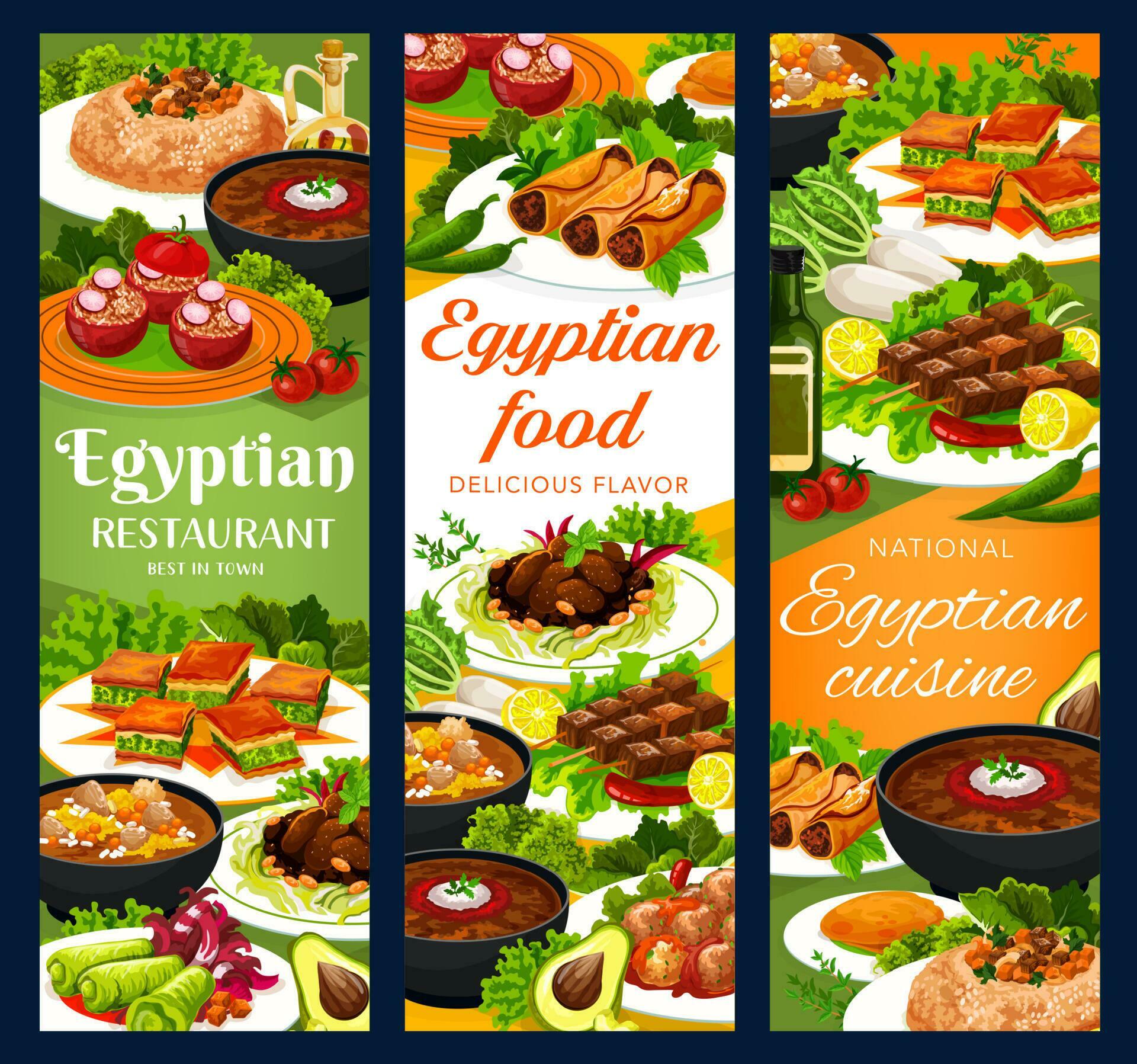 Egyptian cuisine restaurant meals vector banners 23842725 Vector Art at ...