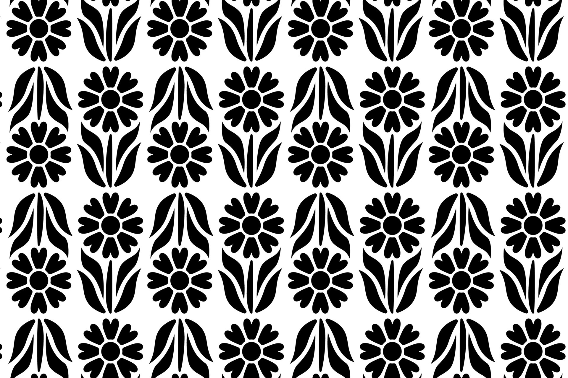 Abstract floral seamless pattern. Black and white stylized, decorative ...