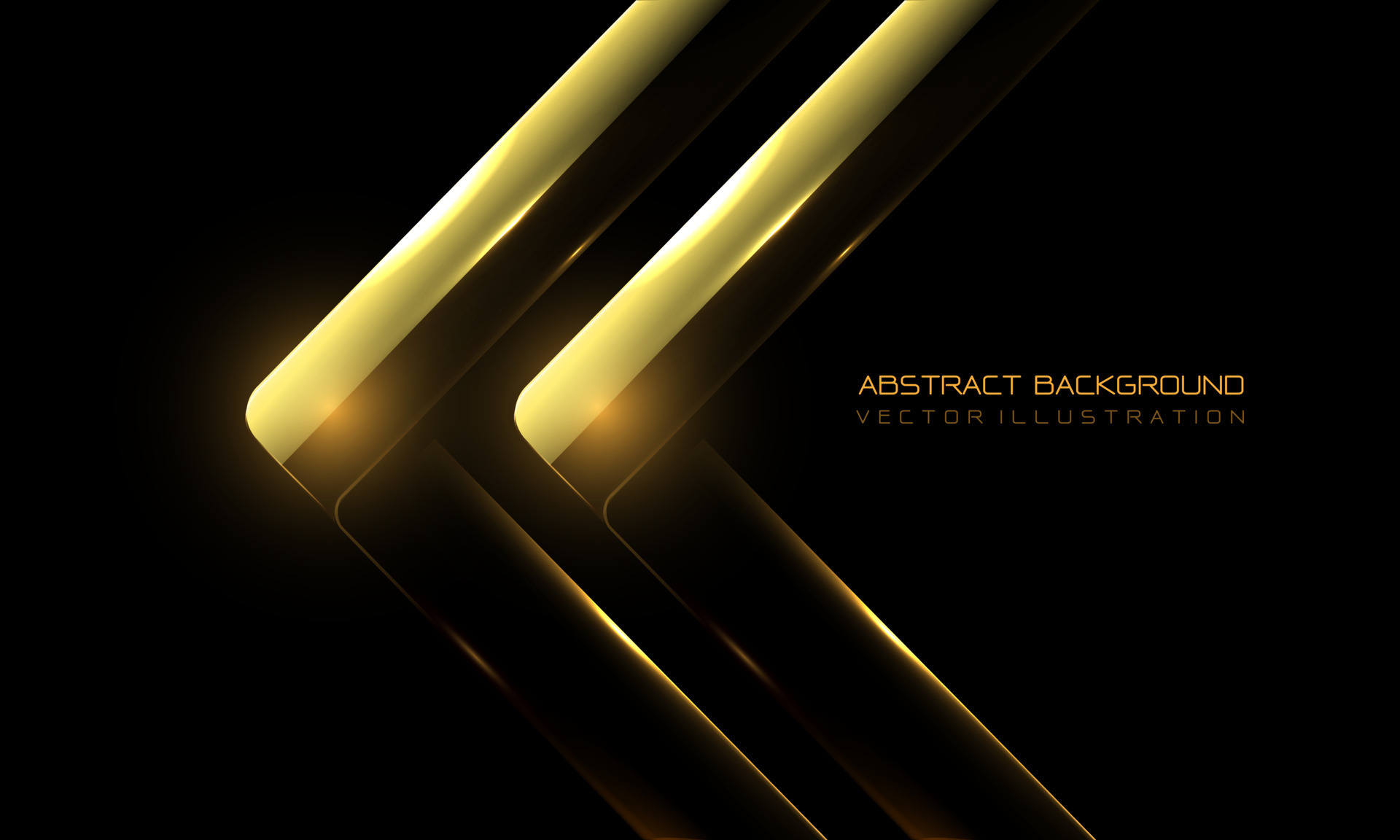 Abstract Twin Gold Arrow Grass Glossy Direction Geometric On Black Design Modern Luxury