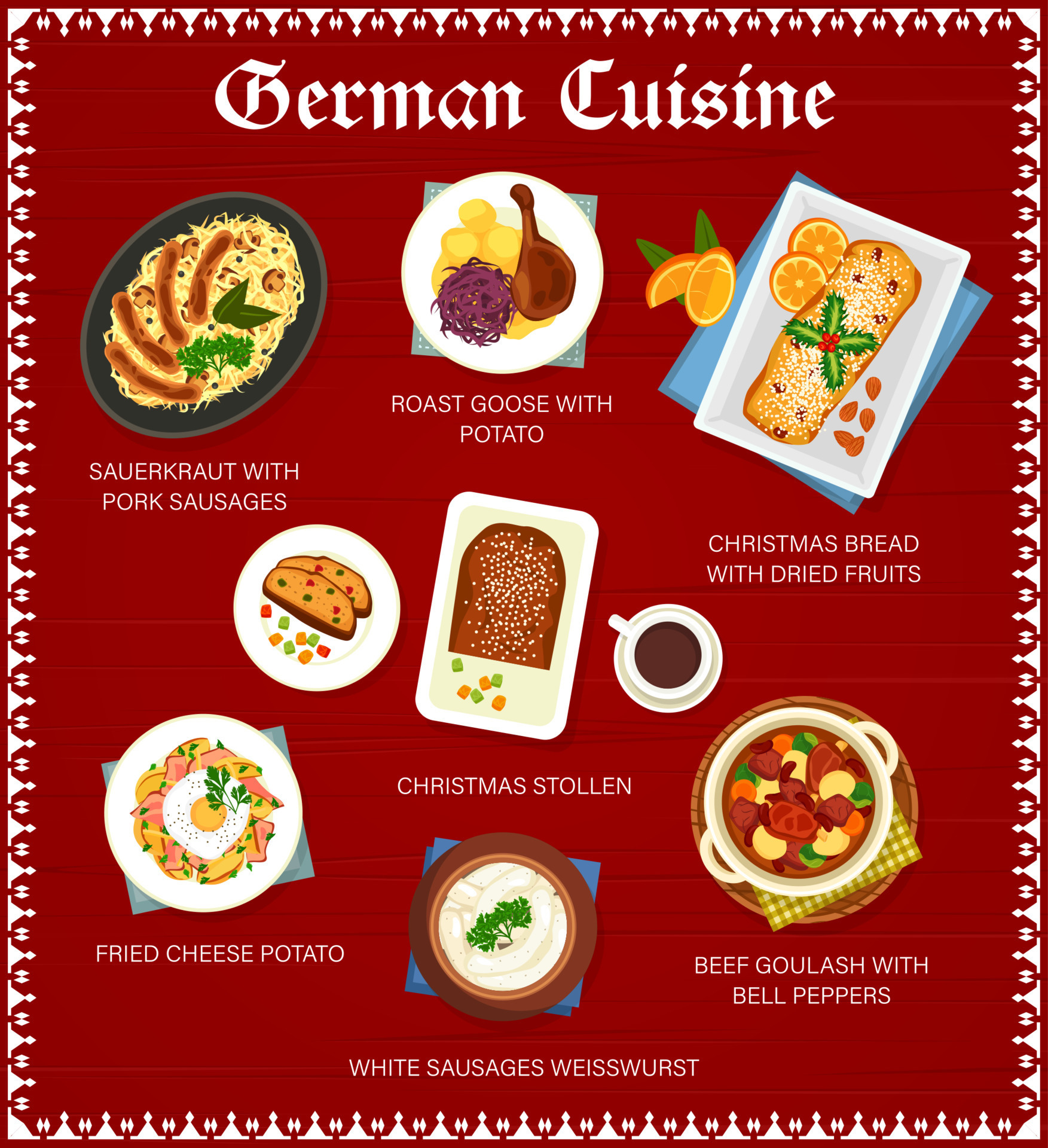 German cuisine food menu page vector template 23843953 Vector Art at ...
