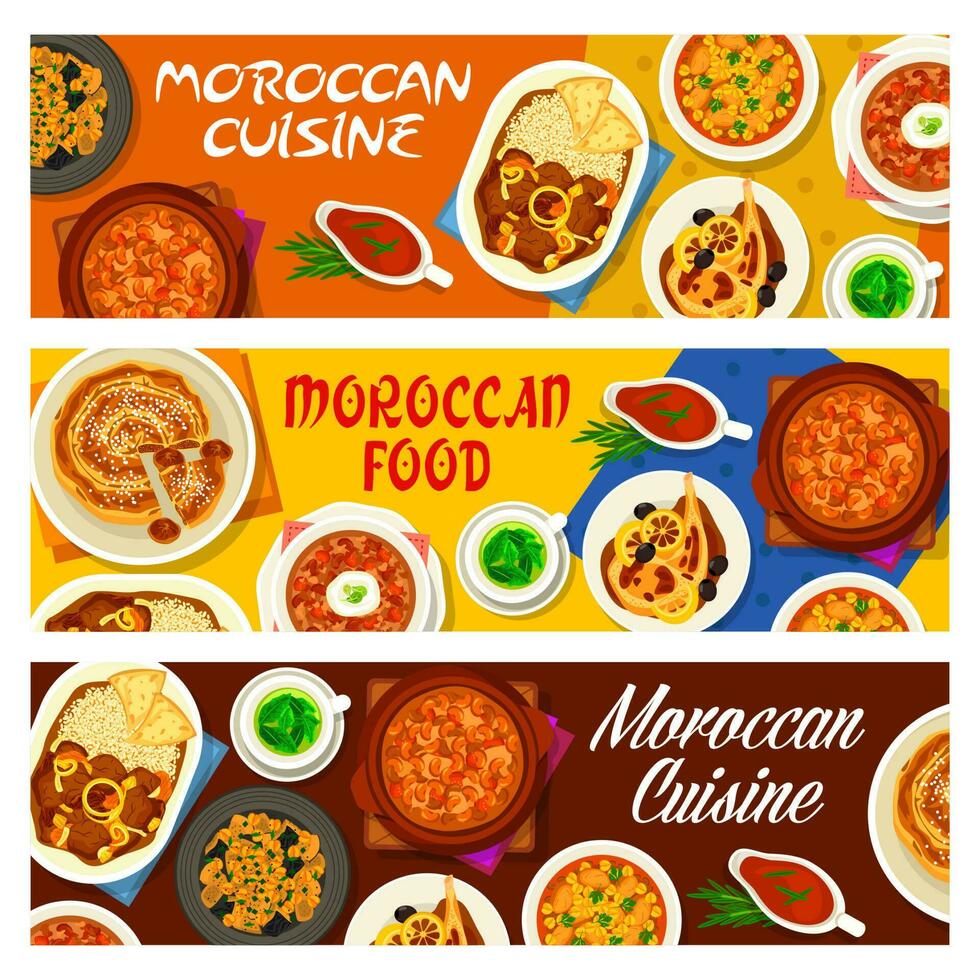 Moroccan cuisine restaurant meals vector banners 23844412 Vector Art at ...