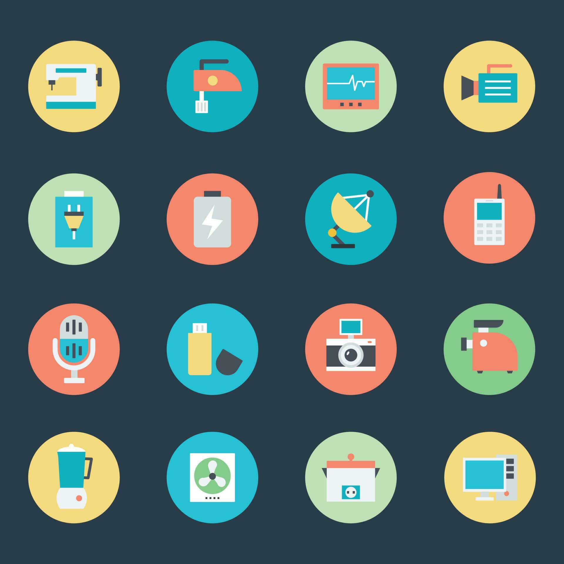 Bundle of Electric Appliances Flat Icons 23844828 Vector Art at Vecteezy