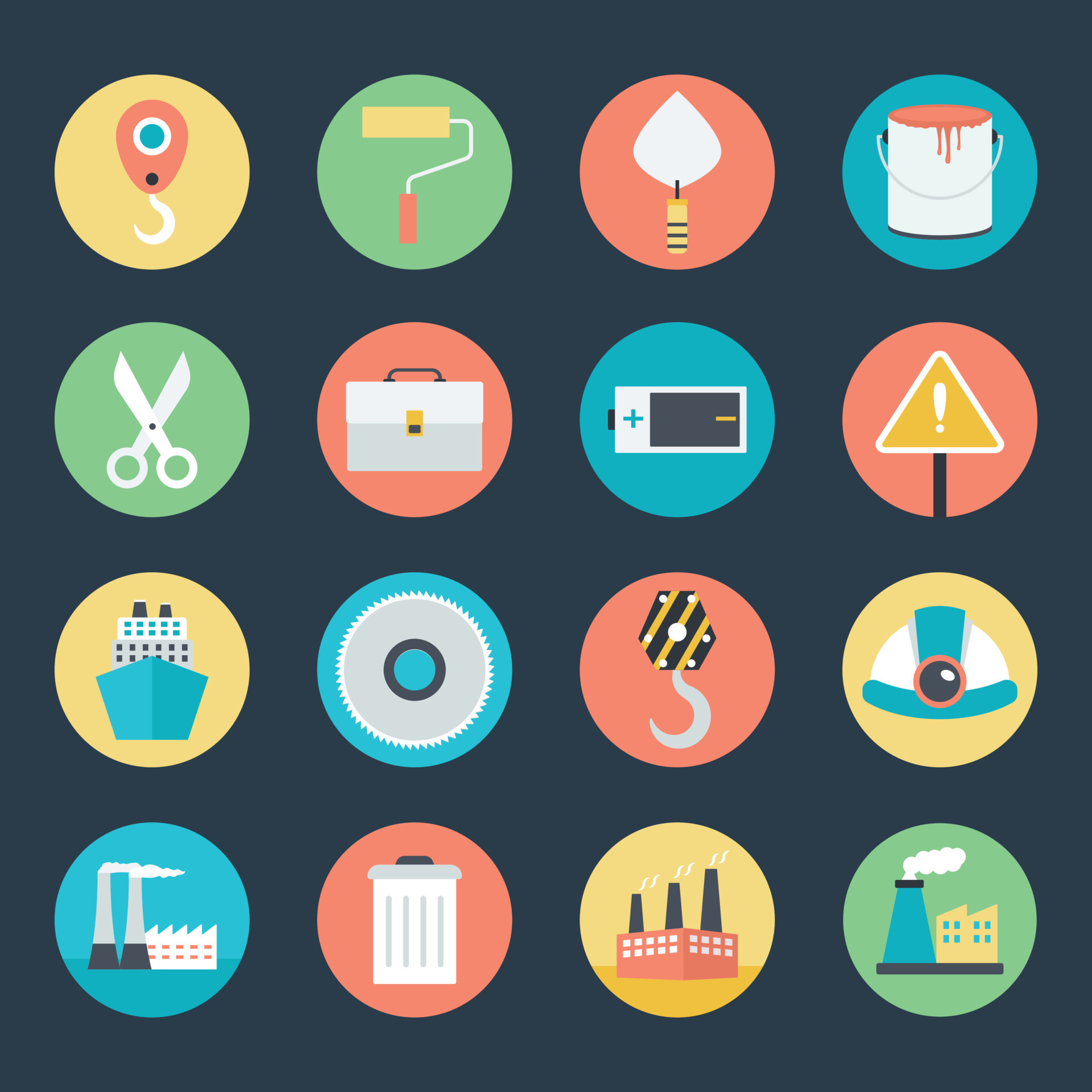 Set of Construction Tools Flat Icons 23845055 Vector Art at Vecteezy
