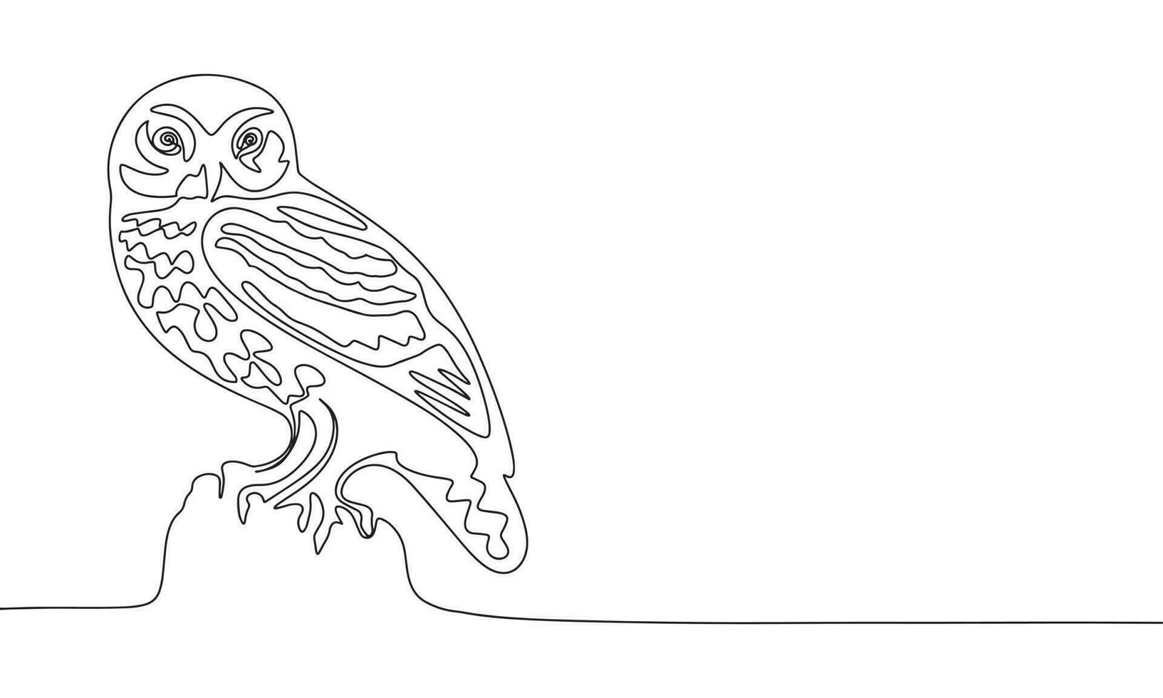 One Continuous Line Illustration Of Owl Continuous Line Drawing Of Night Bird Owl Vector