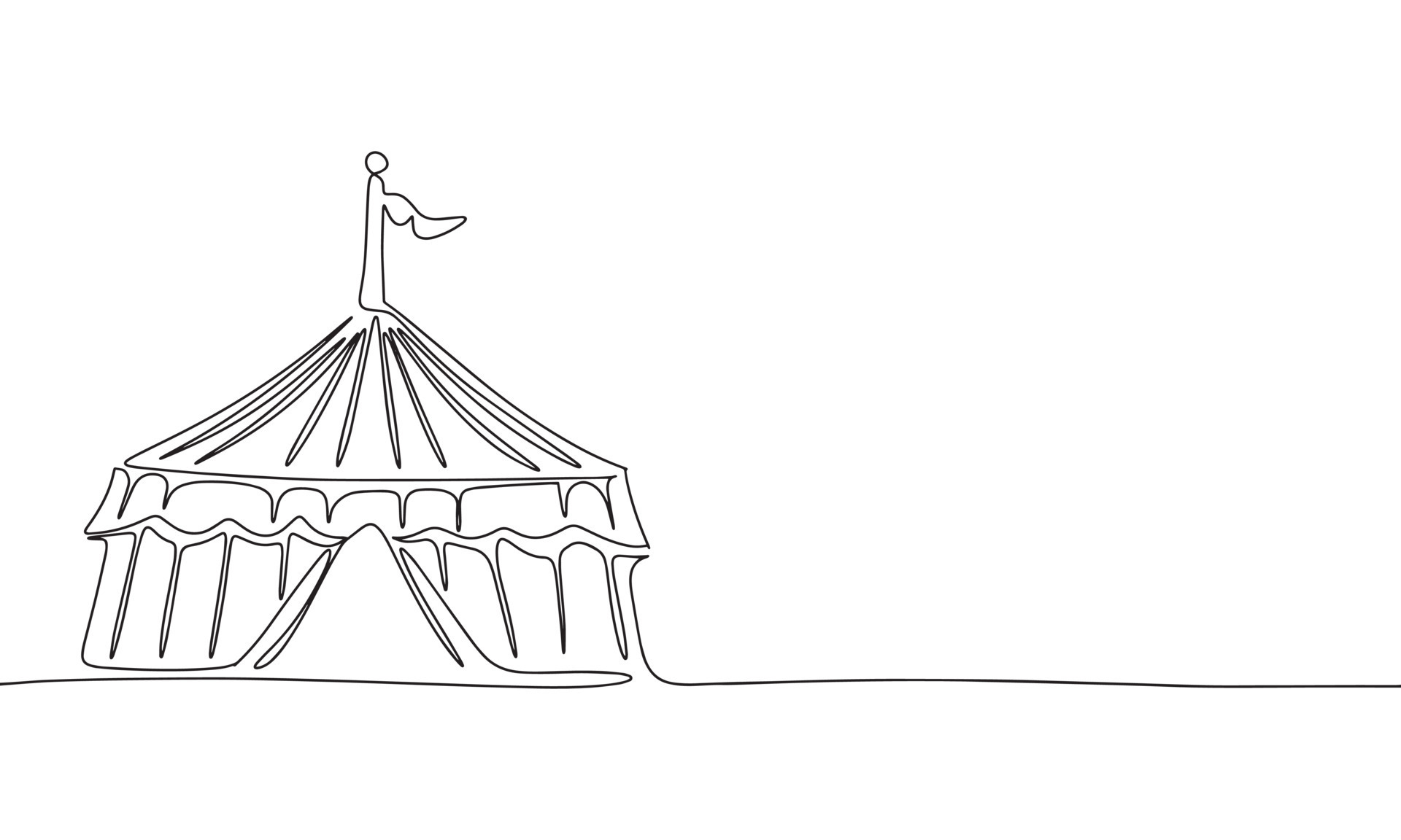Big top circus. One line continuous circus tent. Line art tent for ... Big top circus. One line continuous circus tent. Line art tent for ...