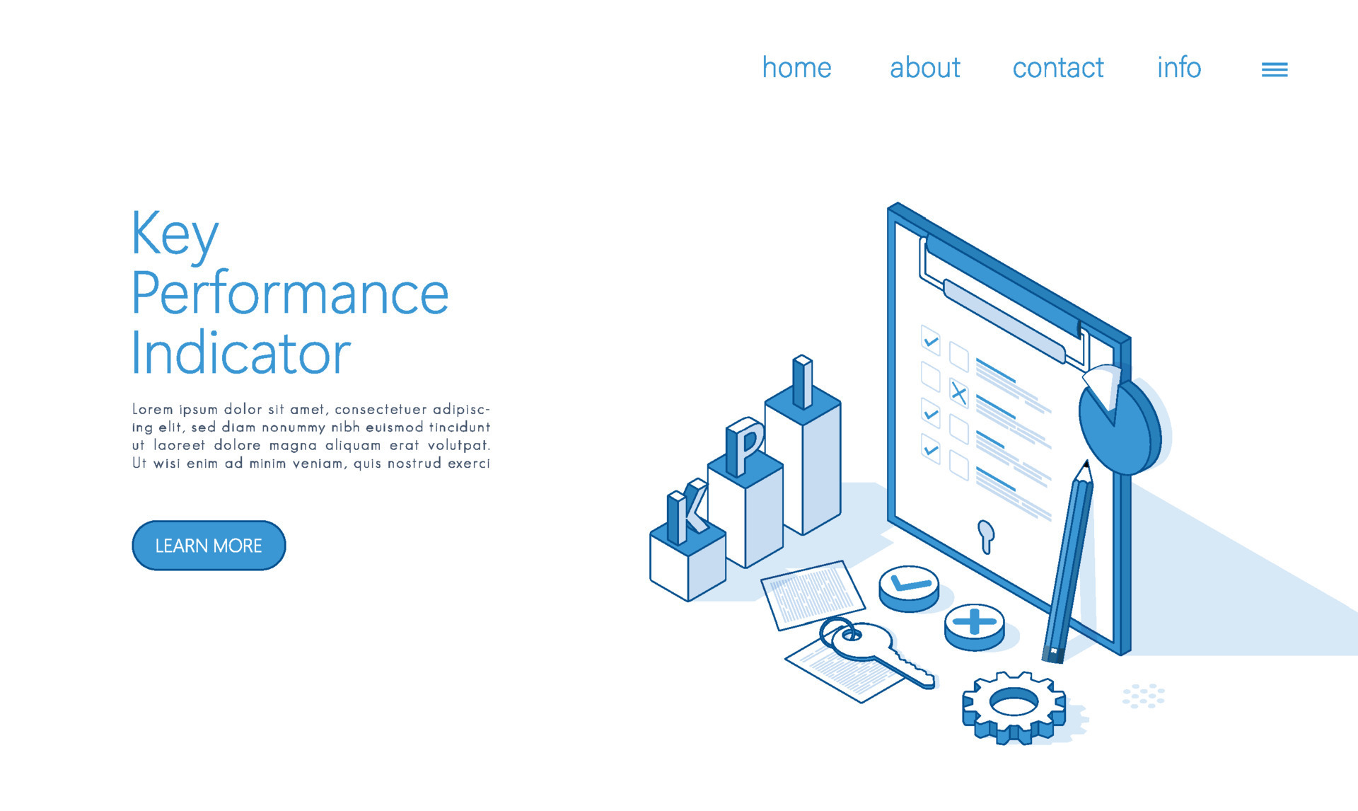 Landing page KPI Key Performance Indicator. Isometric Concept of ... Landing page KPI Key Performance Indicator. Isometric Concept of ...