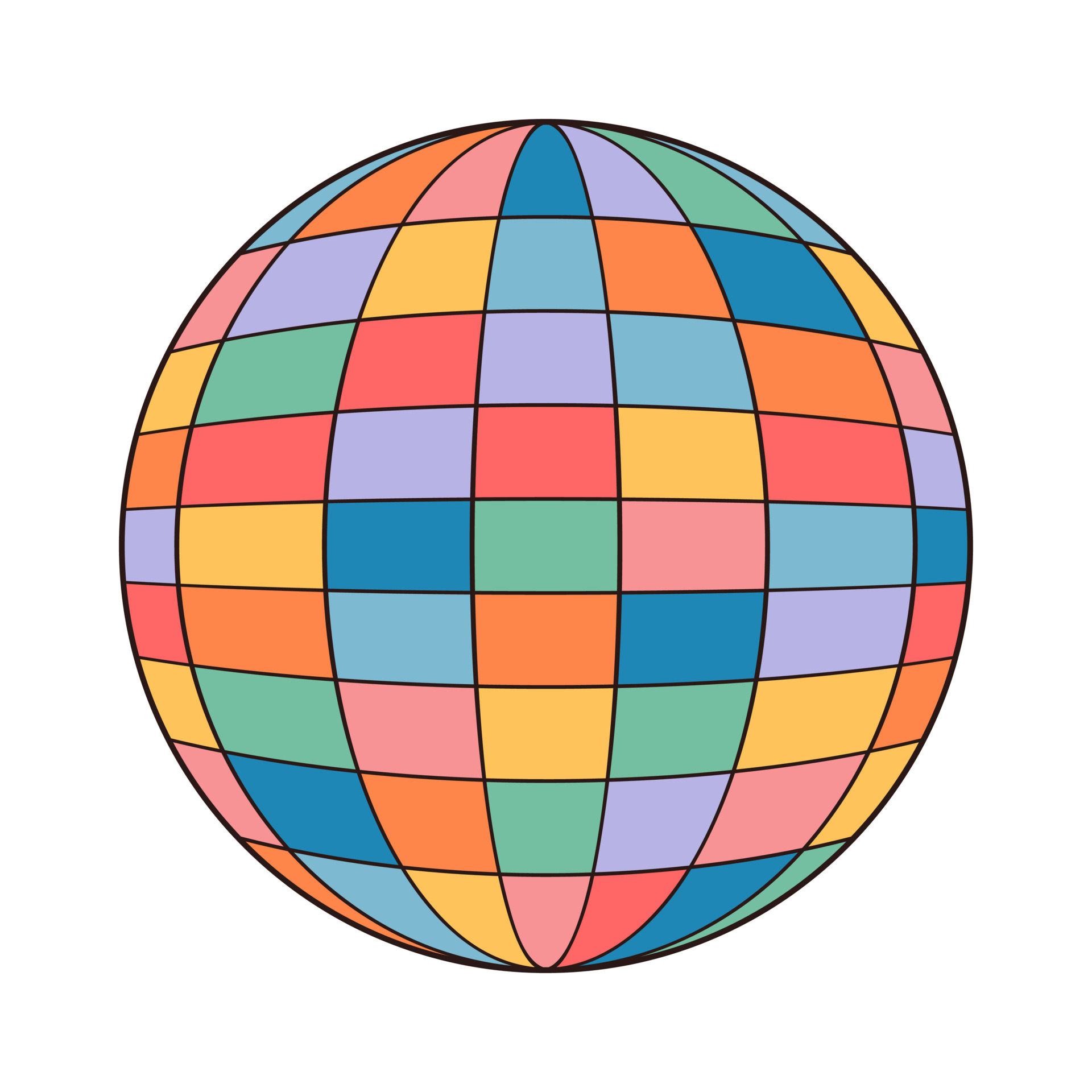 Hippie Groovy Rainbow Disco Ball Retro Psychedelic Cartoon Element