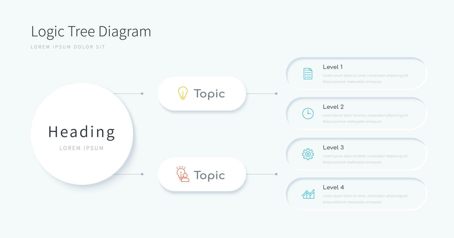Logic tree diagram infographic template with design elements and icons ...