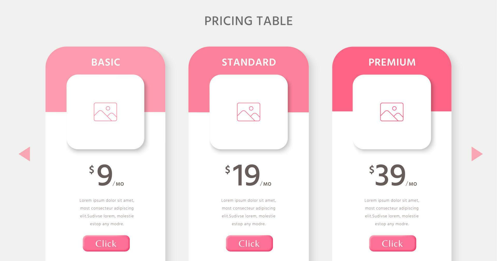 Pricing table design infographic for website or presentation. 23850510 Vector Art at Vecteezy