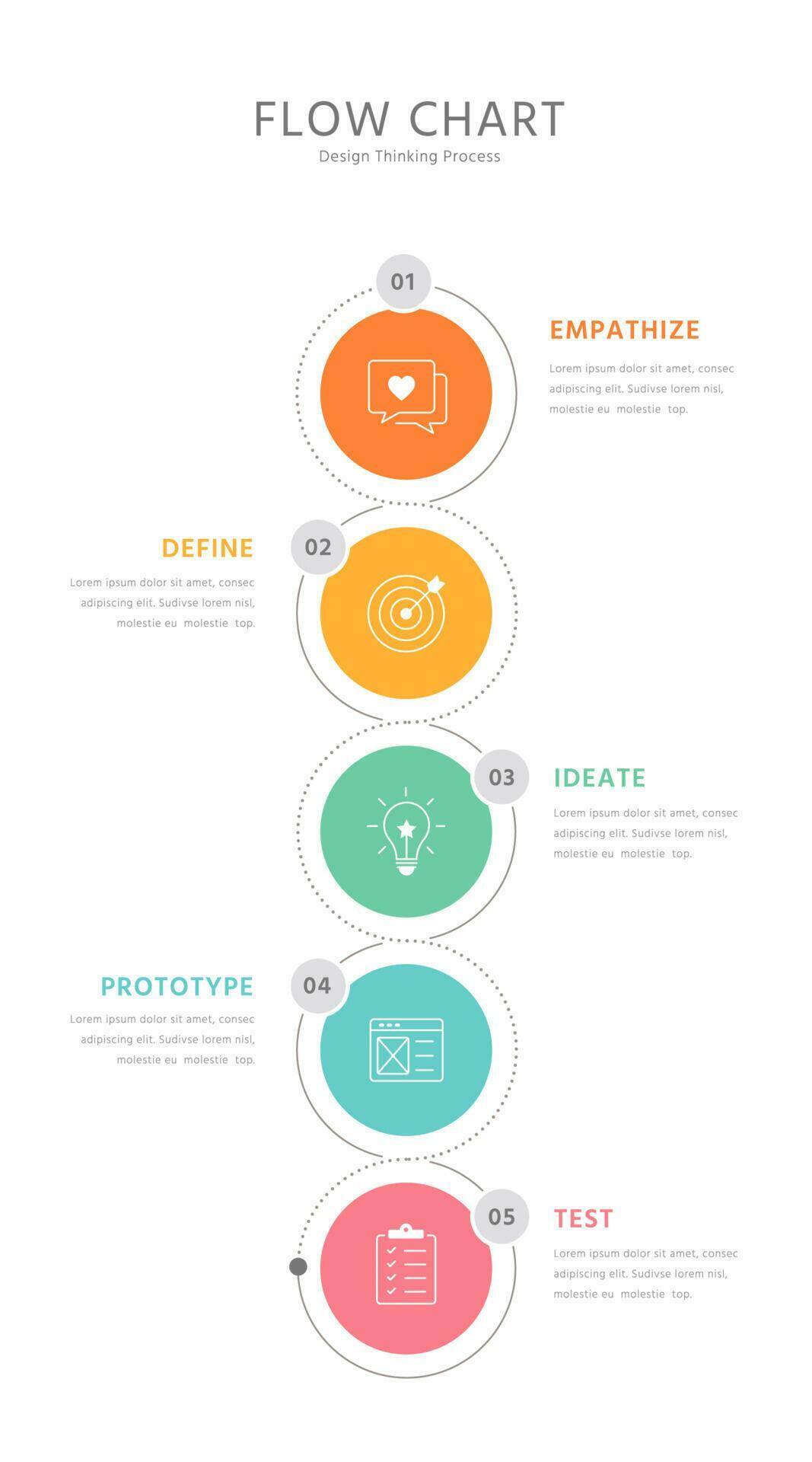 Five round elements placed in vertical row and connected by wave ...