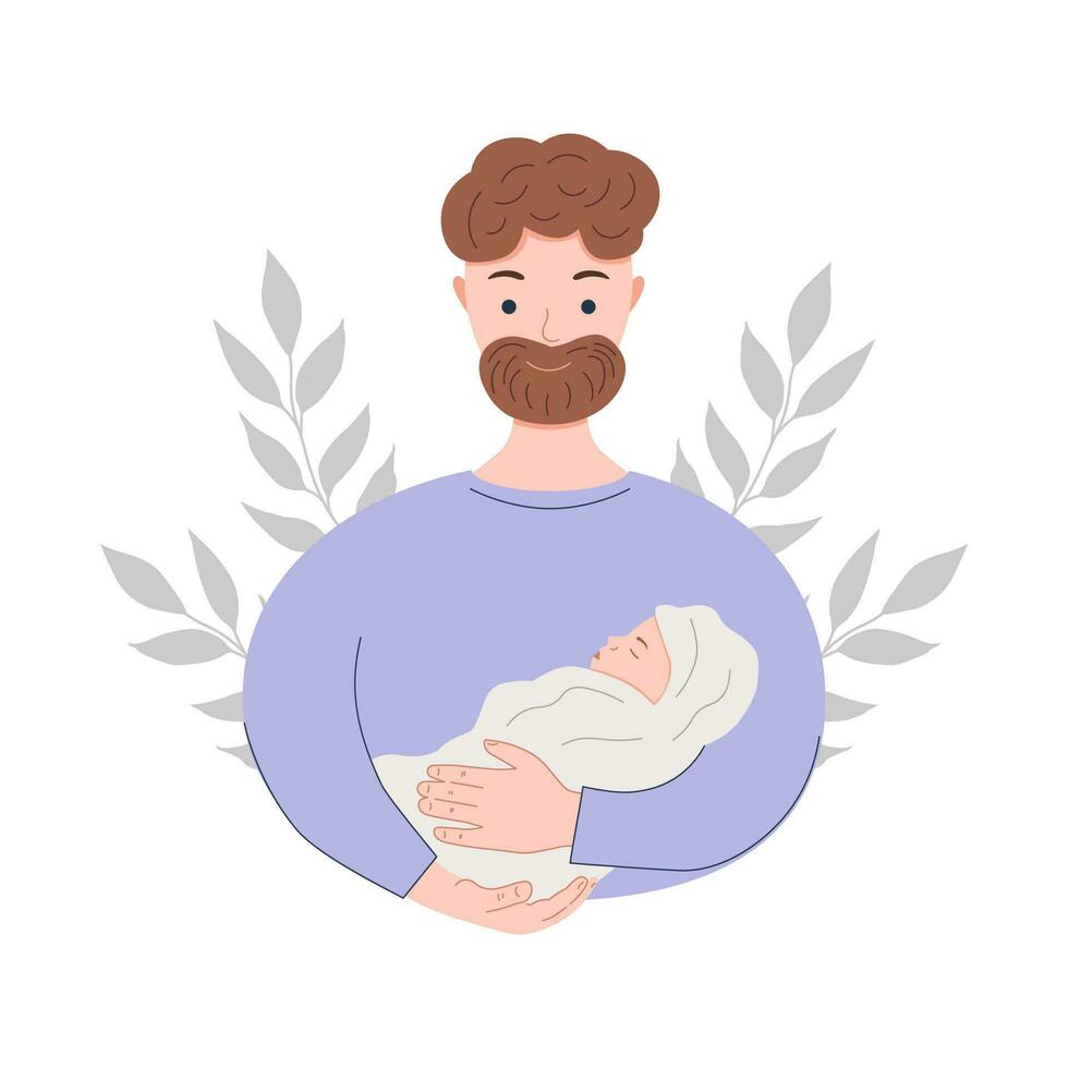 papá con un bebé en su brazos 23850619 Vector en Vecteezy