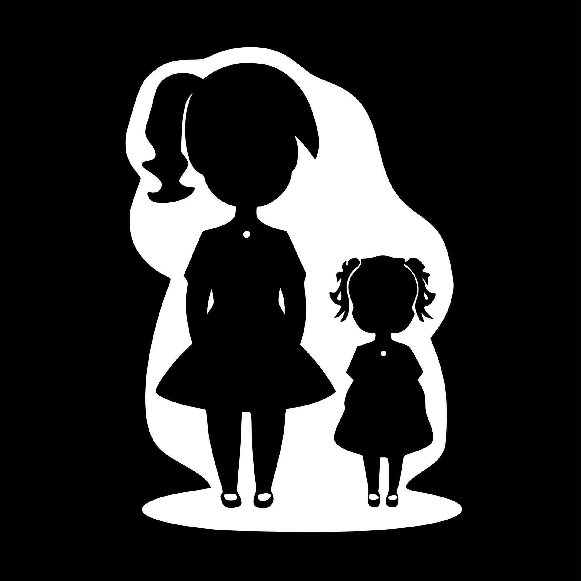 Big Sister Black And White Vector Illustration 23852749 Vector Art At