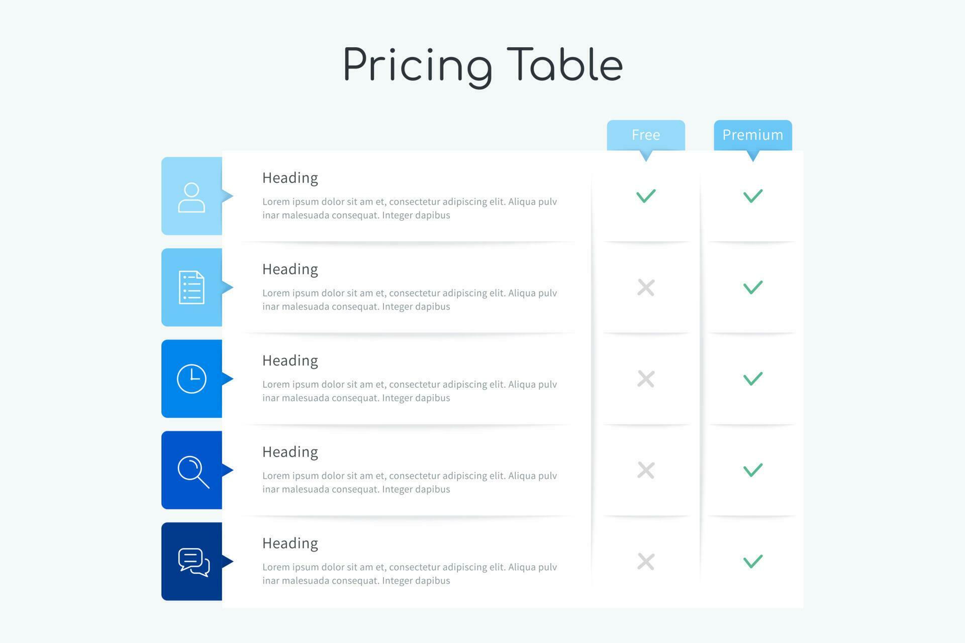 Pricing table infographic design with features option 23852824 Vector ...