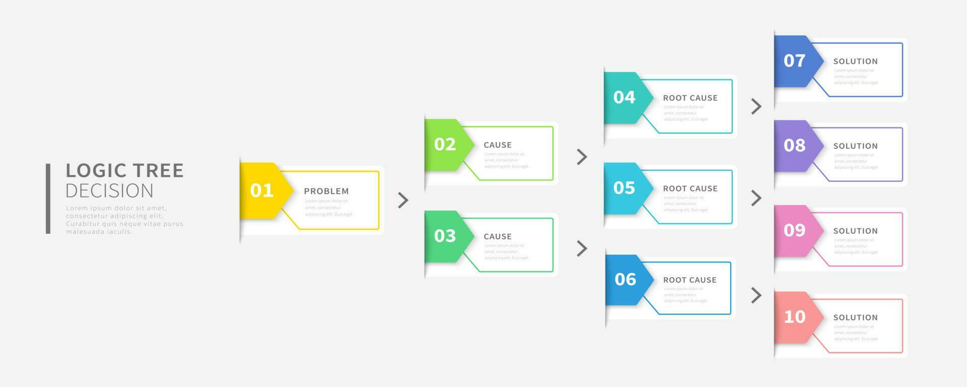 Logic tree diagram infographic template with design elements and icons ...