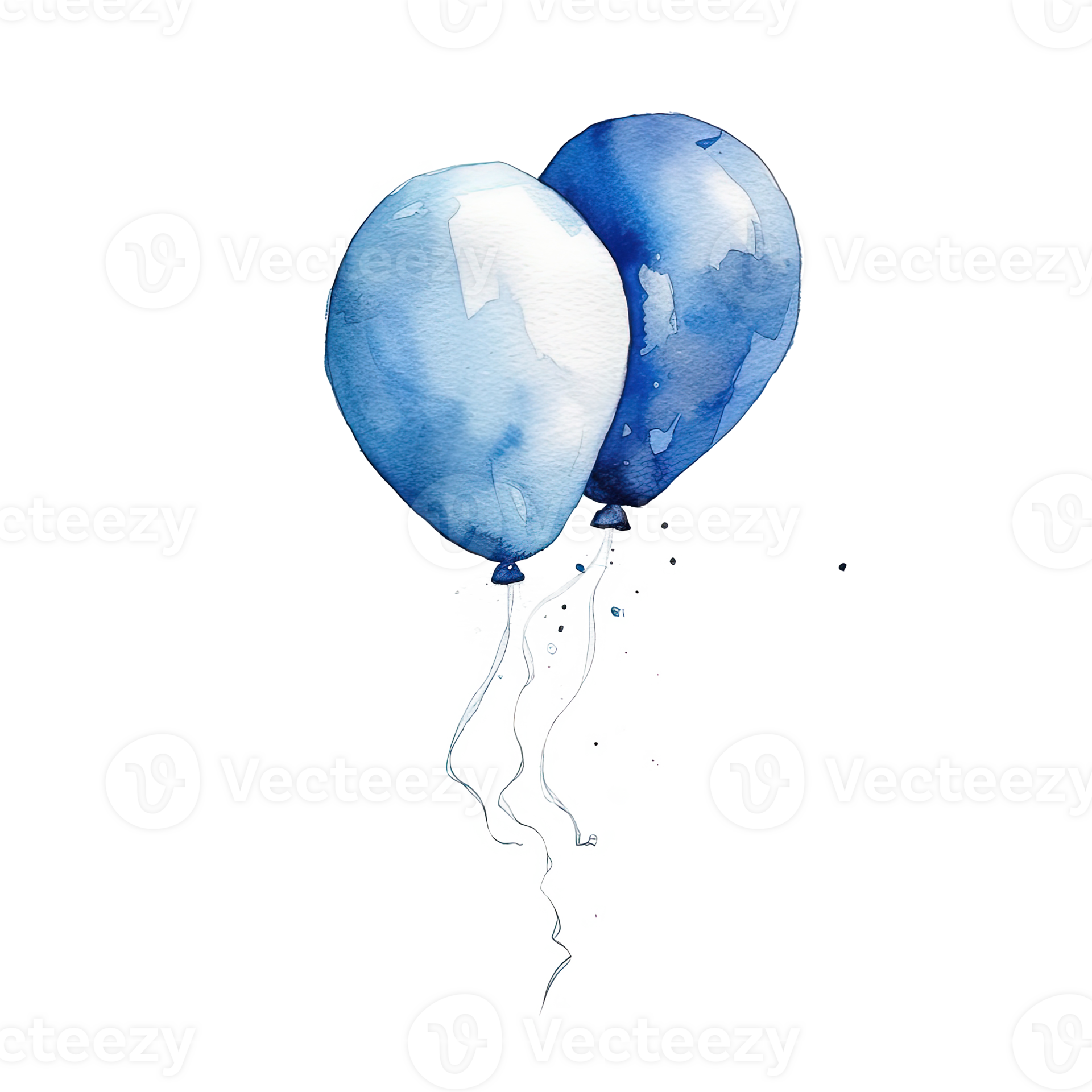 Blue watercolor balloon isolated. Illustration 23853665 PNG