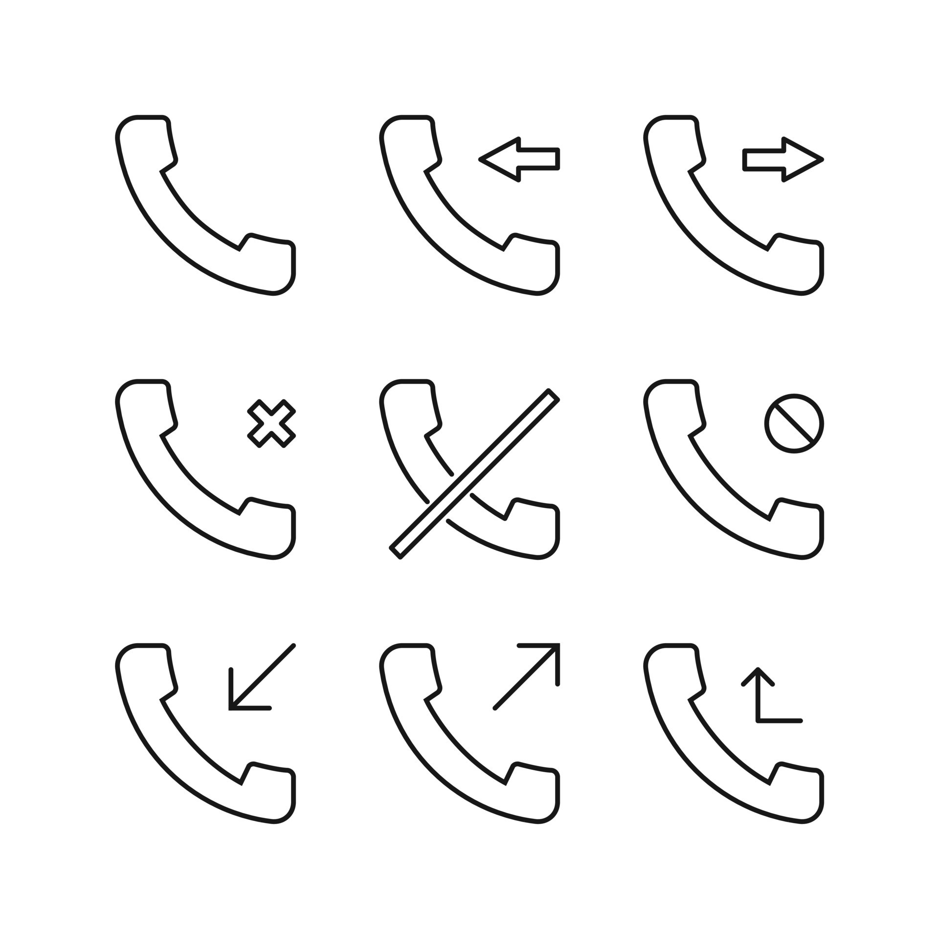 Editable Set Icon Of Telephone Call Vector Illustration Isolated On White Background Using For