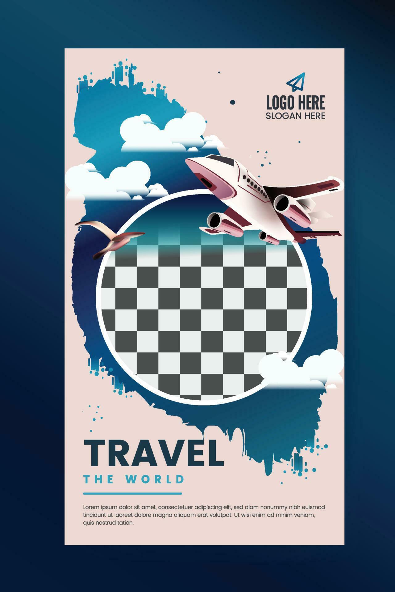 Travel and tour vacation template for Social Media Stories. Summertime and holiday beach ...