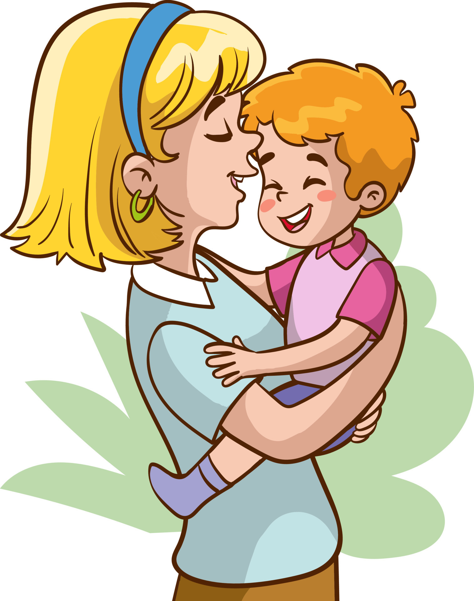 mother hugging her cute little daughter cartoon vector 23859451 Vector Art at Vecteezy